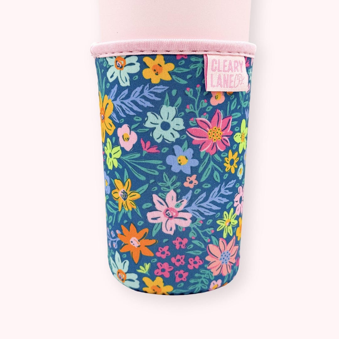 Emerald Rainbow Thistle Floral Iced Coffee Drink Sleeve, 16oz Cup ...