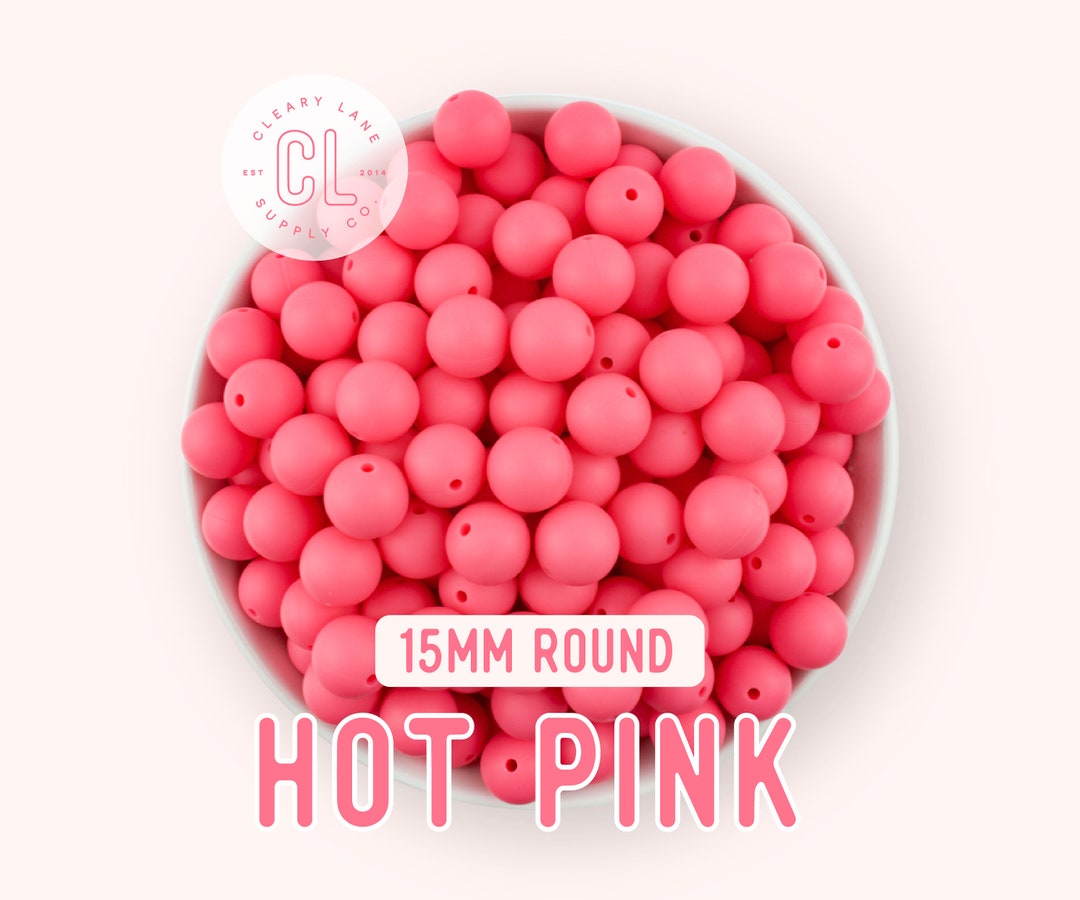 15mm Hot Pink Silicone Beads, Silicone Beads, Round Silicone Beads ...