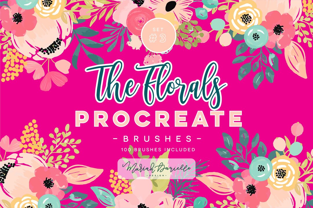 Flower Procreate Brushes, 100 Watercolor Procreate Brushes, Stamp ...