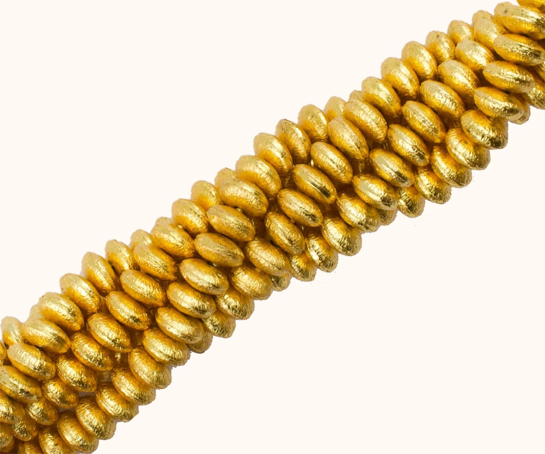 8mm Brushed Gold Rondelle Beads, Gold Rondelle Beads, Round Beads, Gold ...