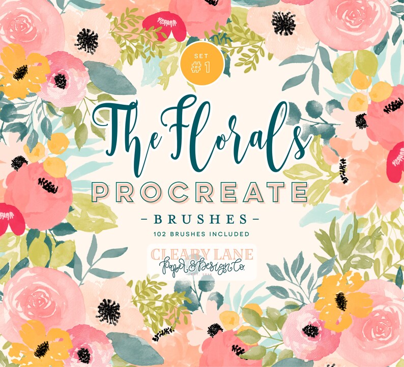 102 Watercolor Procreate Brushes Floral Procreate Brushes | Etsy