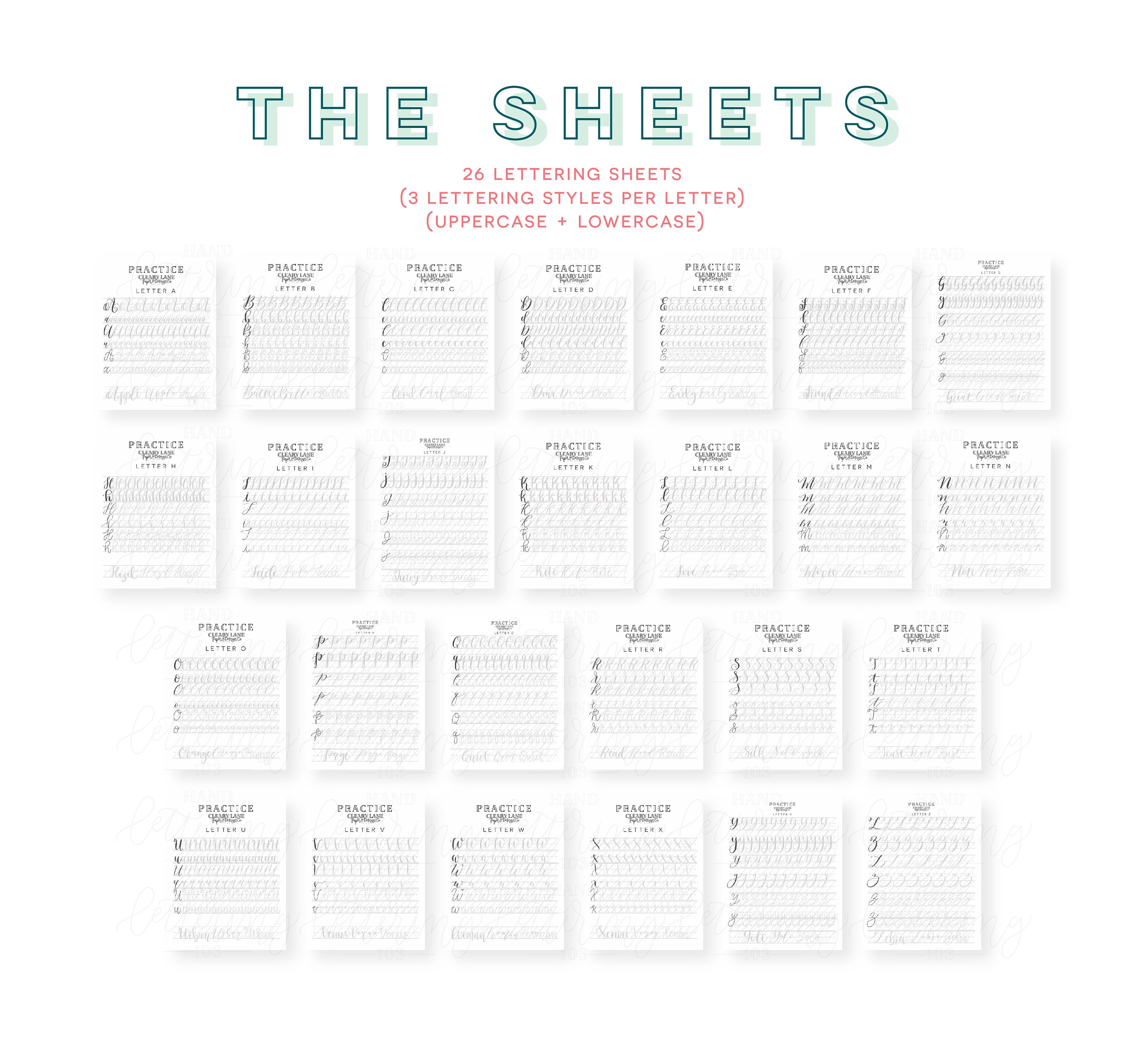 Hand Lettering Practice Worksheets Handlettering Sheets | Etsy