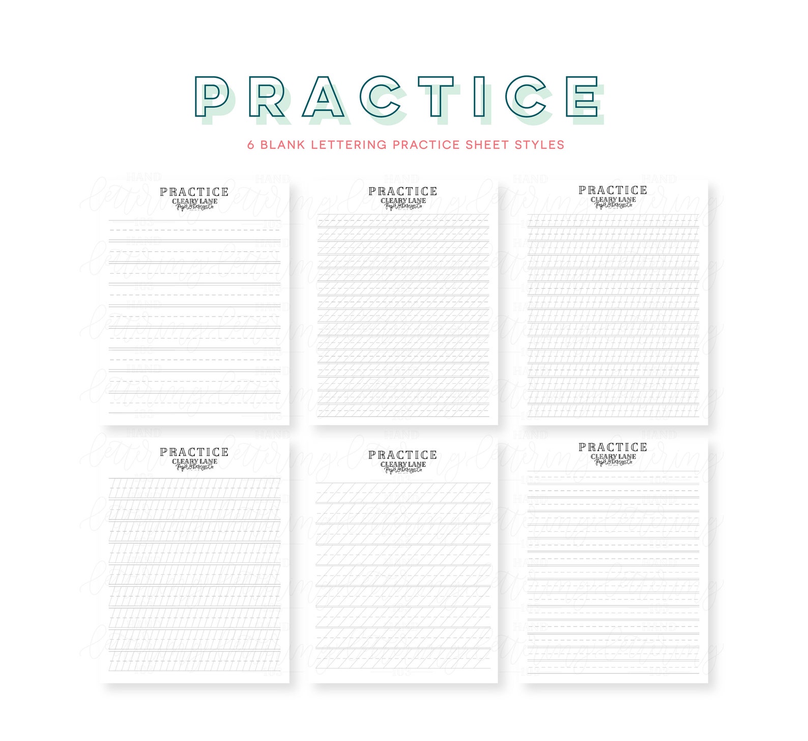 Hand Lettering Practice Worksheets Handlettering Sheets | Etsy