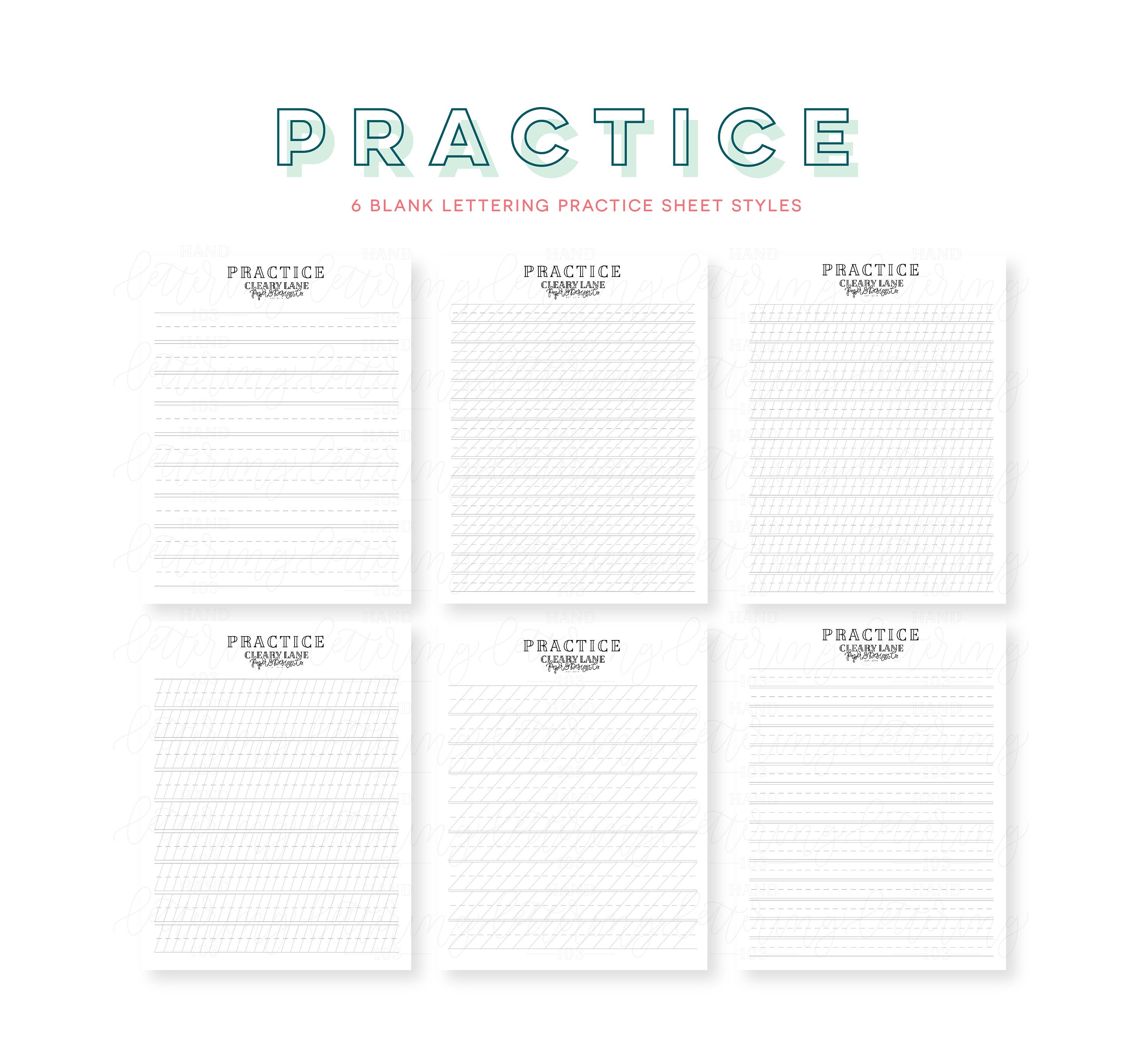 Hand Lettering Practice Worksheets Handlettering Sheets | Etsy