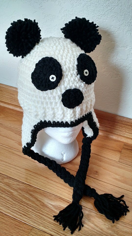 Crochet Panda Bear Hat With Earflaps Made to Order Child Sizes - Etsy