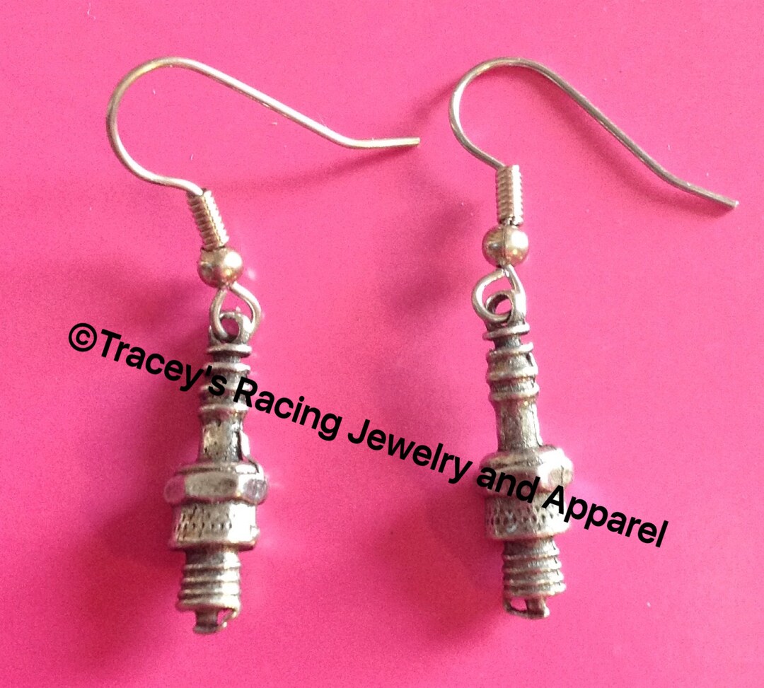 Pewter Spark Plug Earringstraceys Racing Jewely Exclusive - Etsy