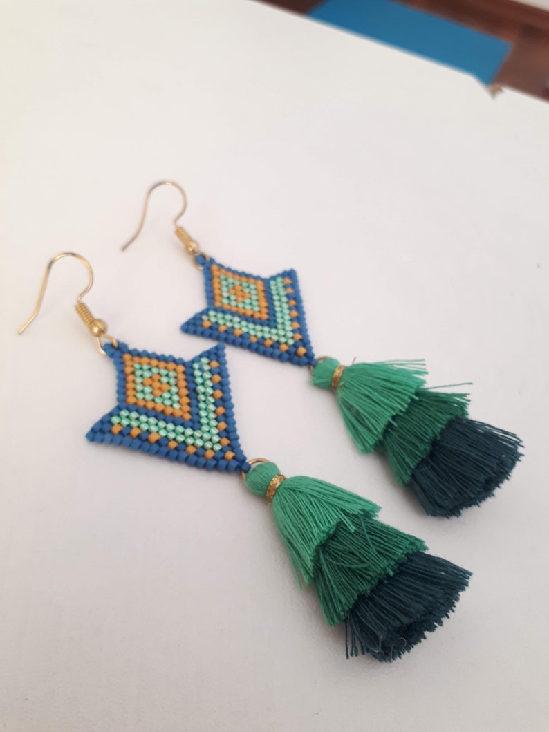 Miyuki earrings Miyuki beaded Turquoise earrings ethnic | Etsy