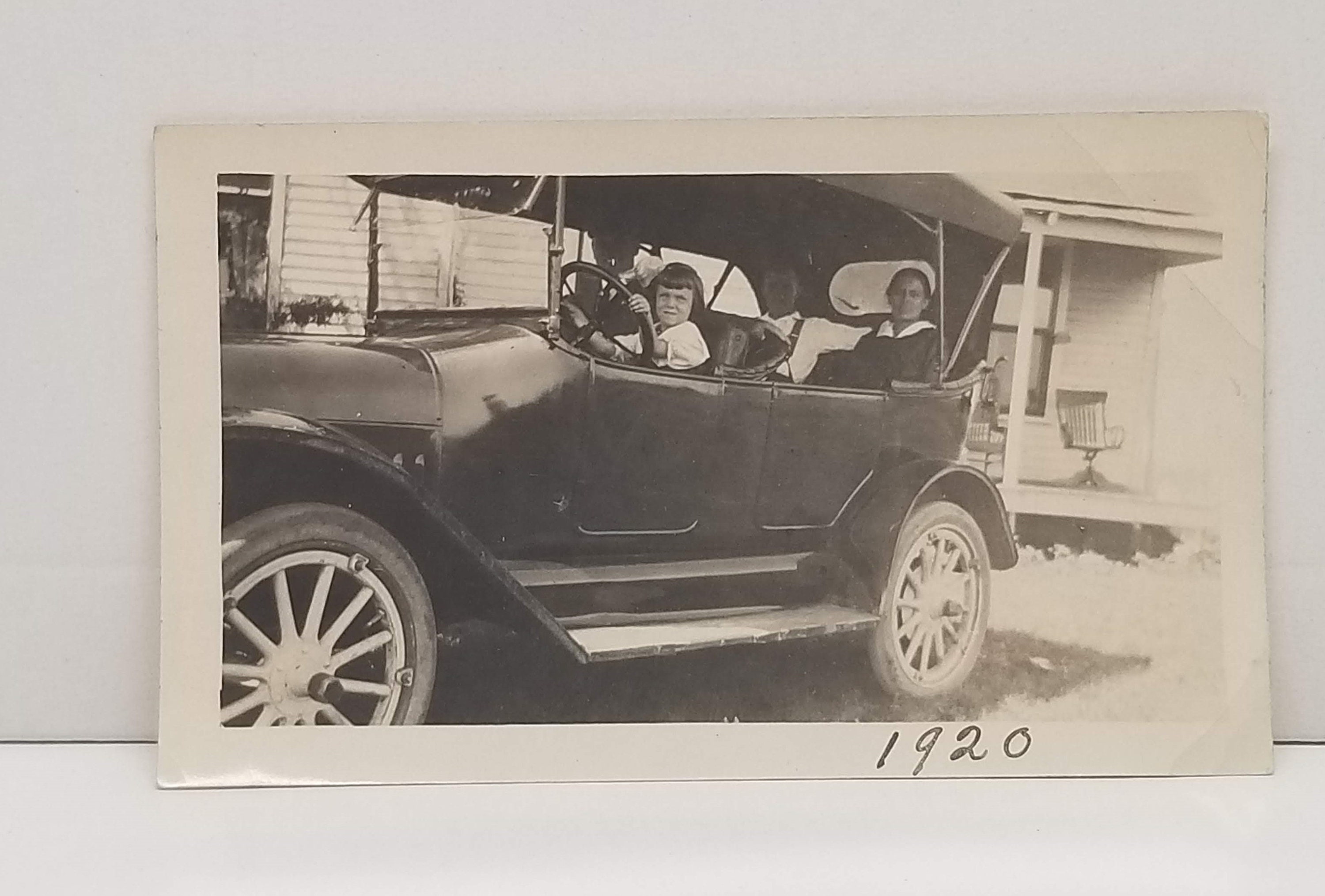Antique 1920 Photo Little Girl Driving Model T Convertible Car | Child ...