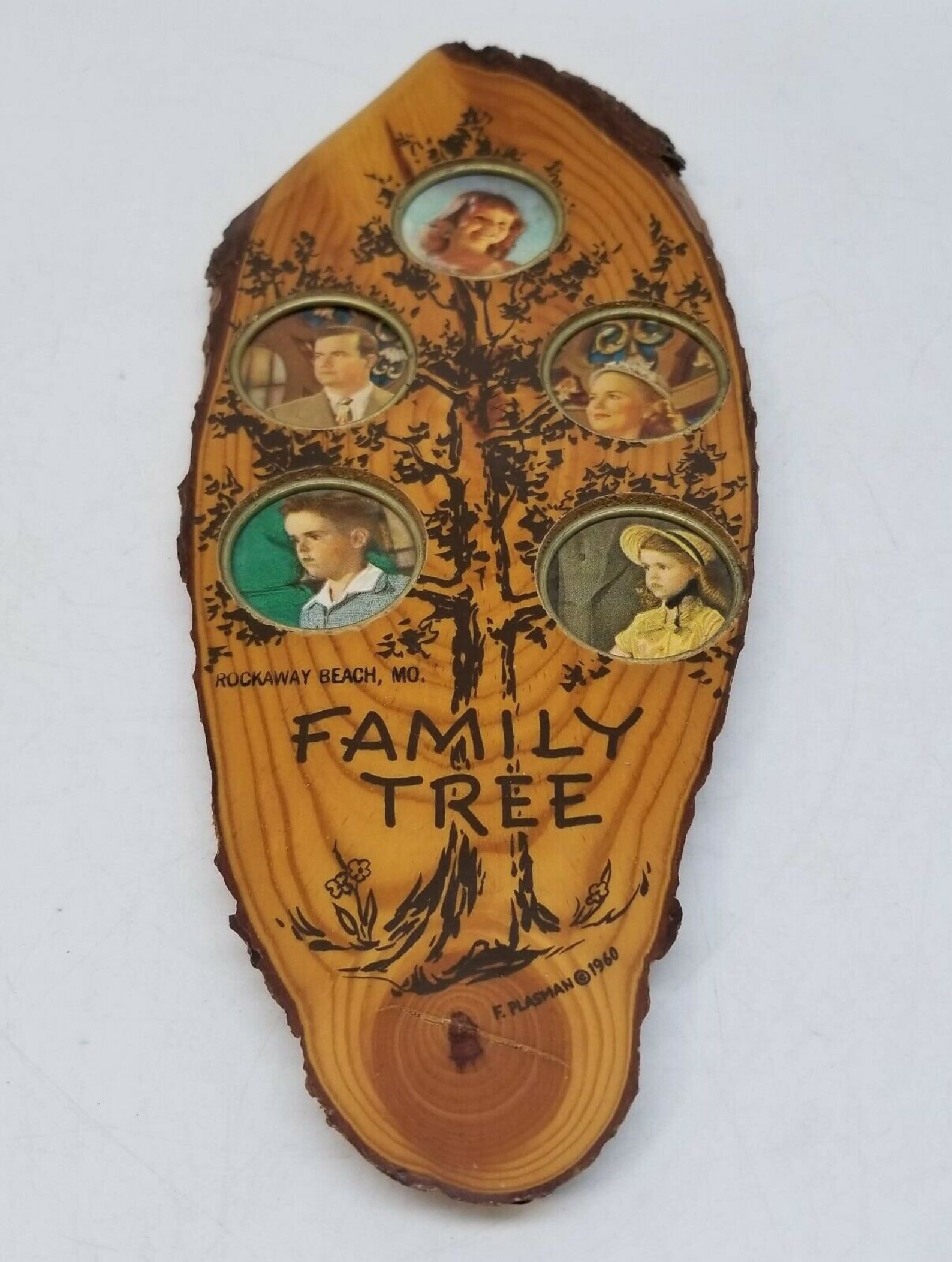 Vintage 1960 Rockaway Beach F. Plasman Wooden Log Family Tree - Etsy