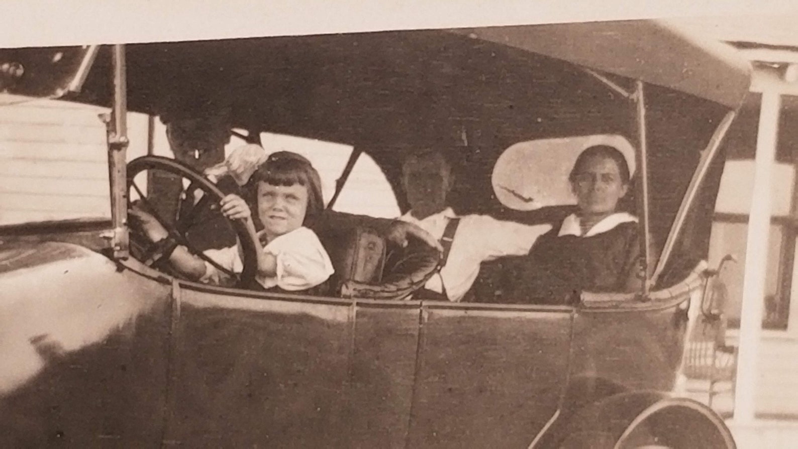 Antique 1920 Photo Little Girl Driving Model T Convertible Car | Child ...