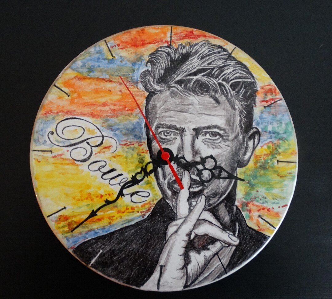 Handmade David Bowie Wall Clock 25 Cm – Hand-painted Maiolica Pop Art ...