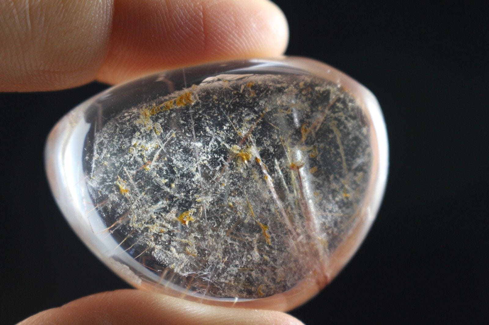 Amazing Polished Clear Quartz Crystal With Rutile Inclusions From amazing-polished-clear-quartz-crystal-with-rutile-inclusions-from