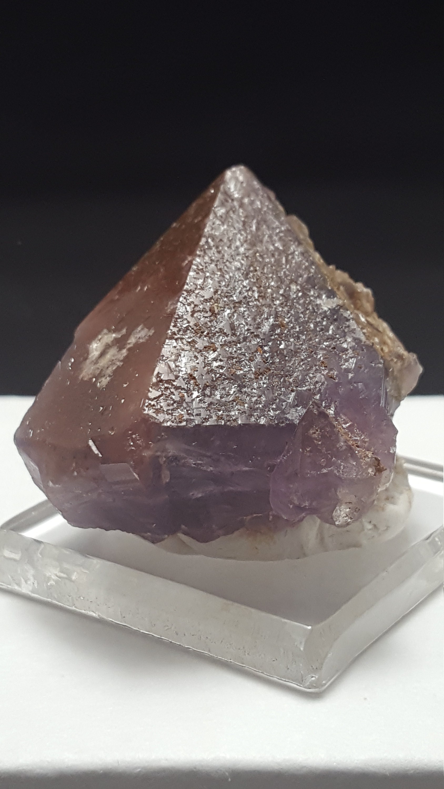 Red Cap Amethyst Quartz Crystal from Thunder Bay Ontario... Hematite ...