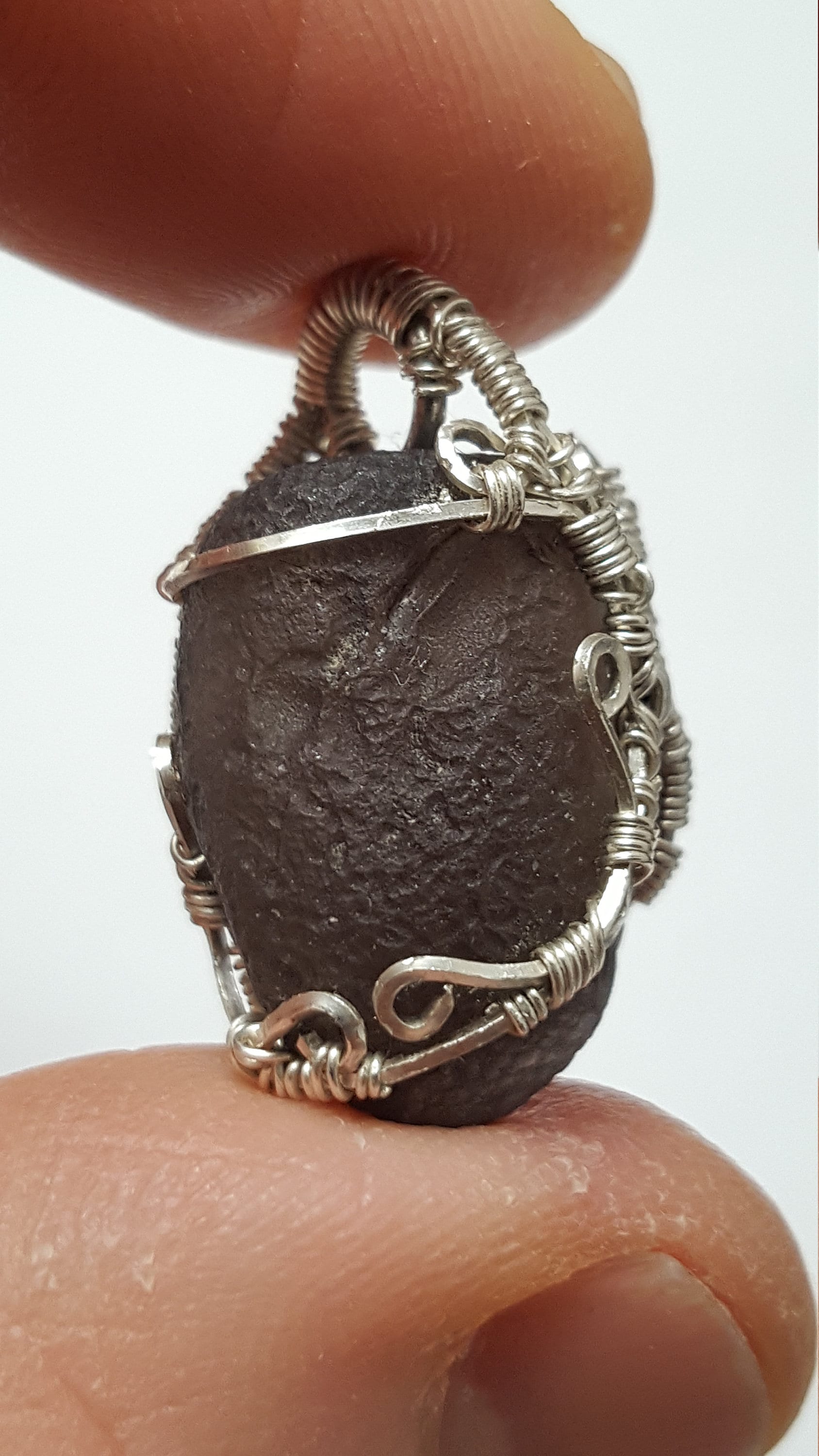 Simple Rustic Sterling Silver Wire Wrap Pendant- AAA Saffordite ...