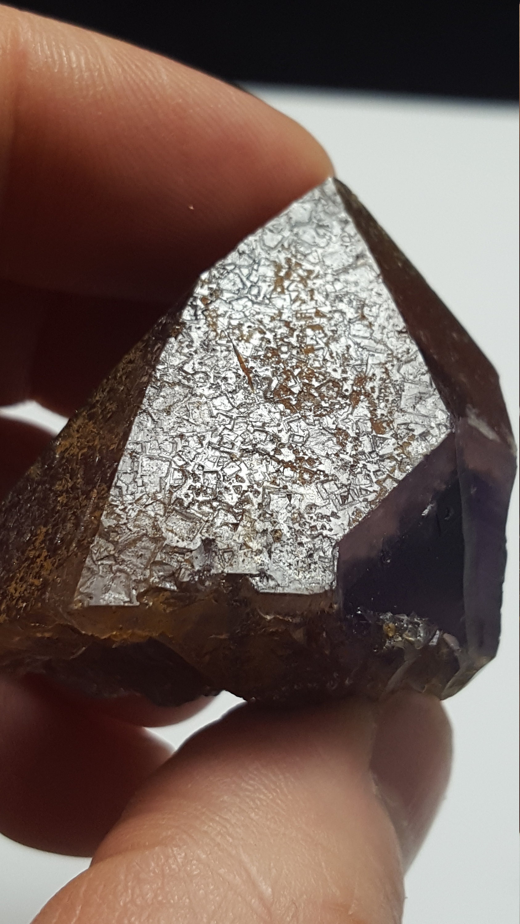 Red Cap Amethyst Quartz Crystal from Thunder Bay Ontario... Hematite ...