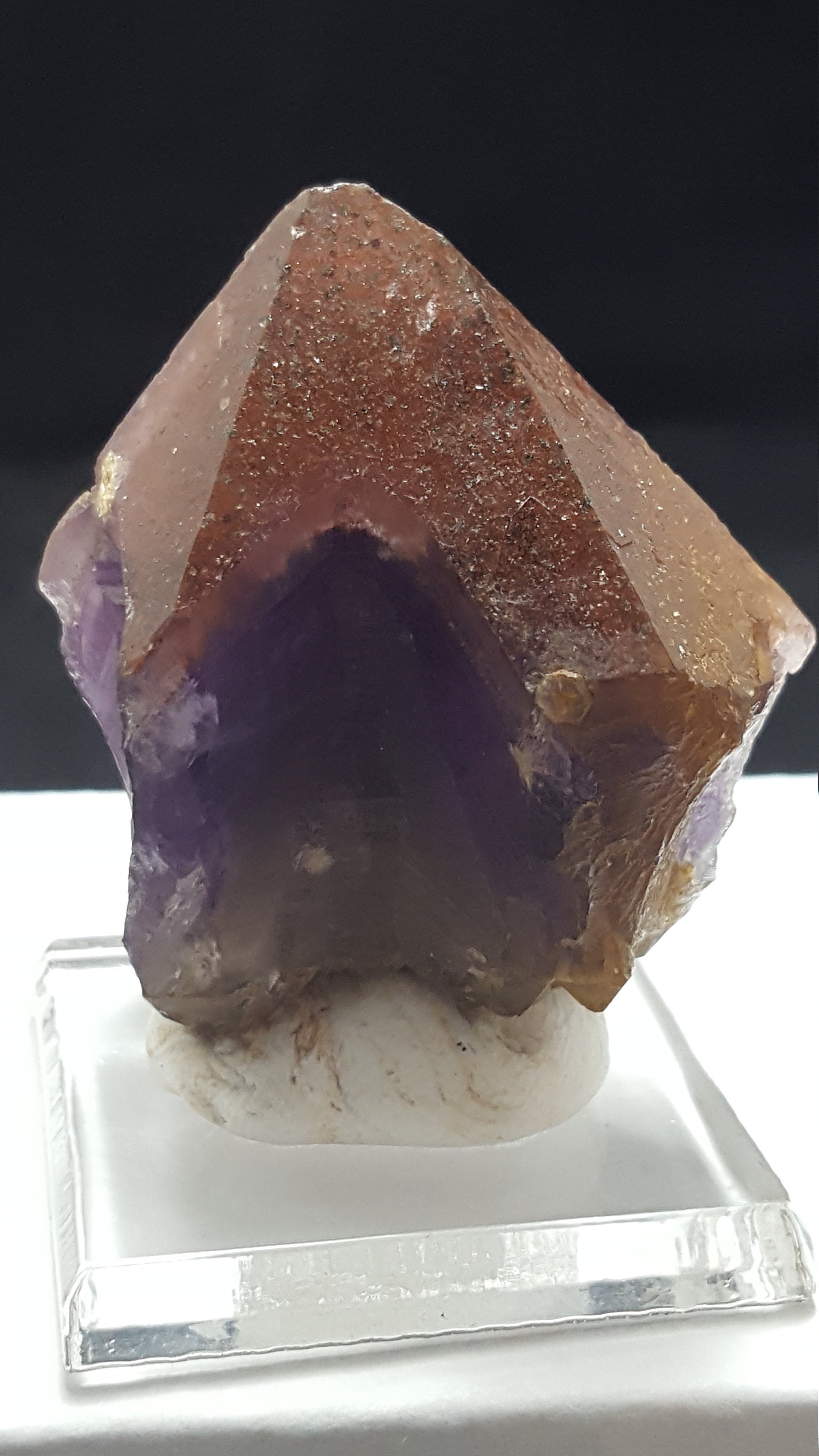 Red Cap Amethyst Quartz Crystal from Thunder Bay Ontario... Hematite ...
