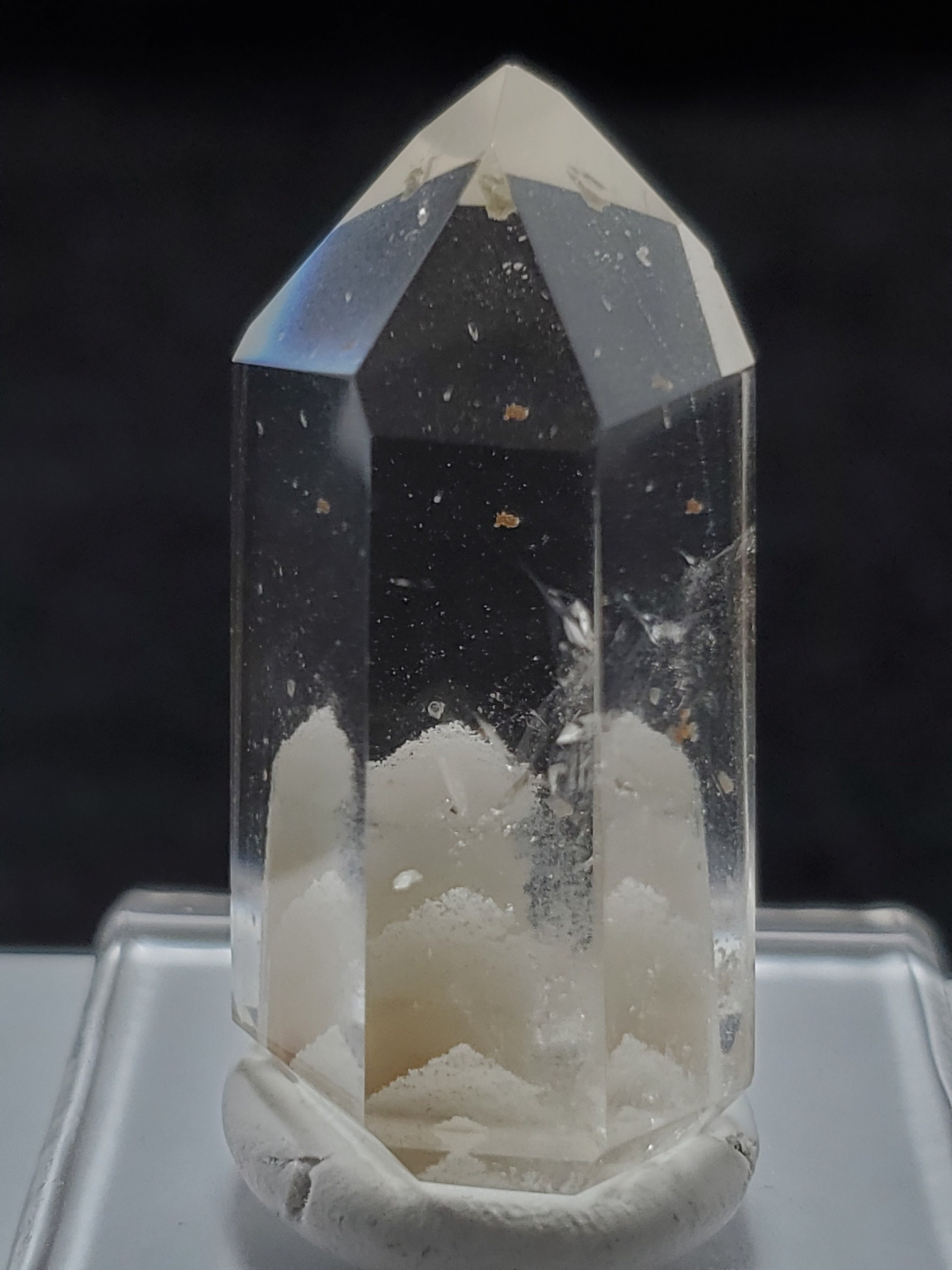 Medium Polished Phantom Quartz Crystal from Brazil with White Chlorite ...