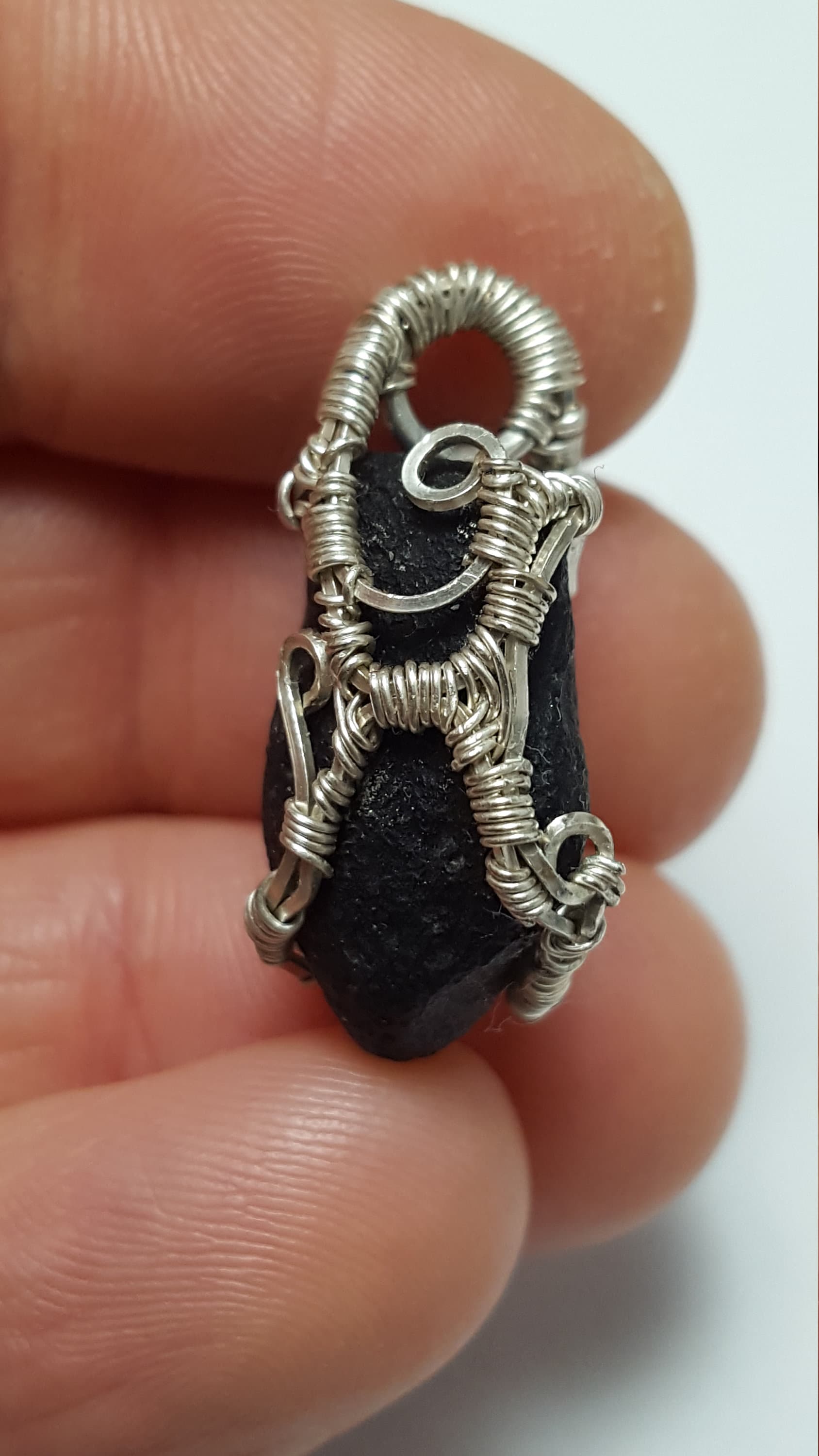Simple Rustic Sterling Silver Wire Wrap Pendant- AAA Saffordite ...