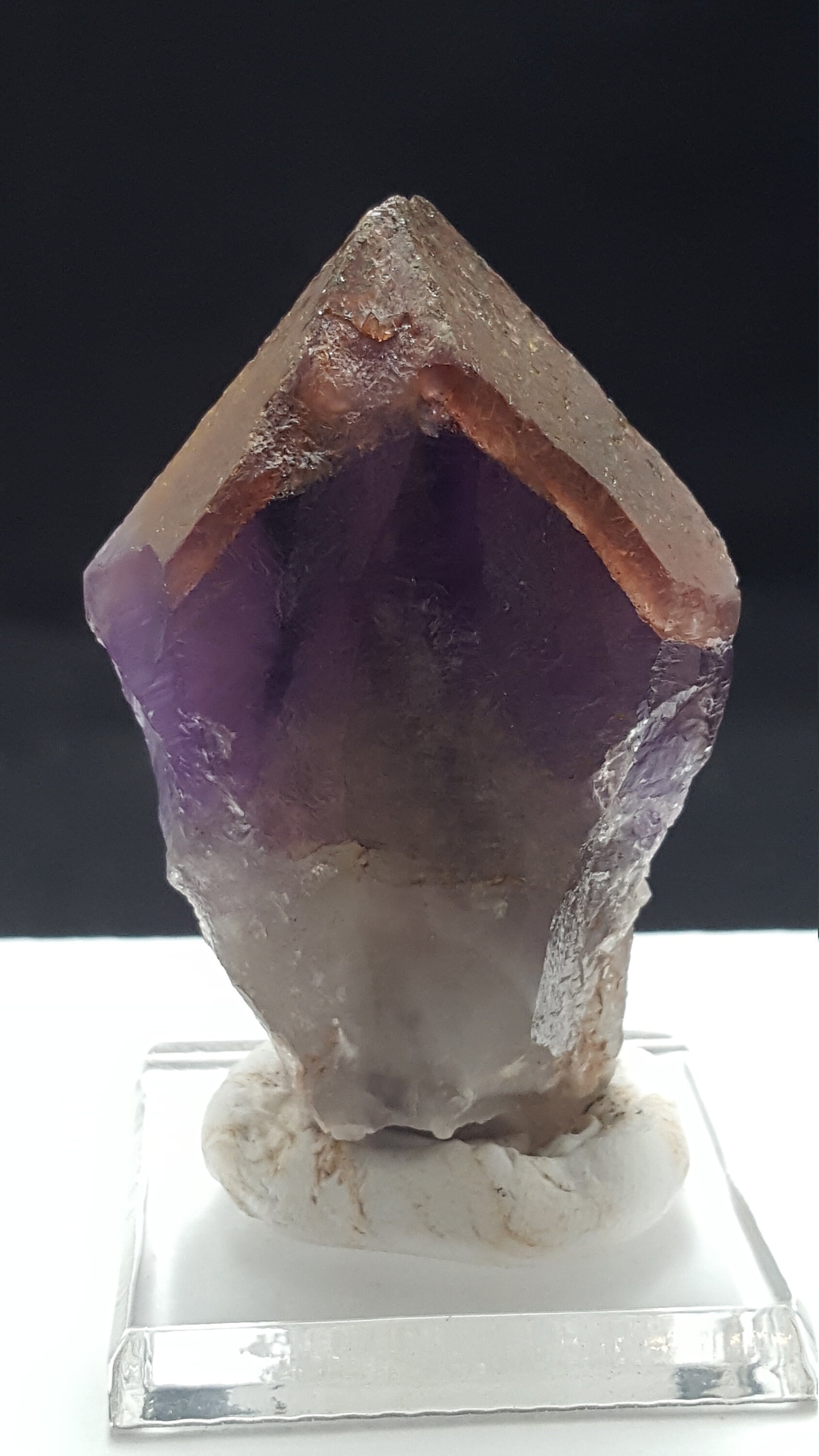 Red Cap Amethyst Quartz Crystal from Thunder Bay Ontario... Hematite ...