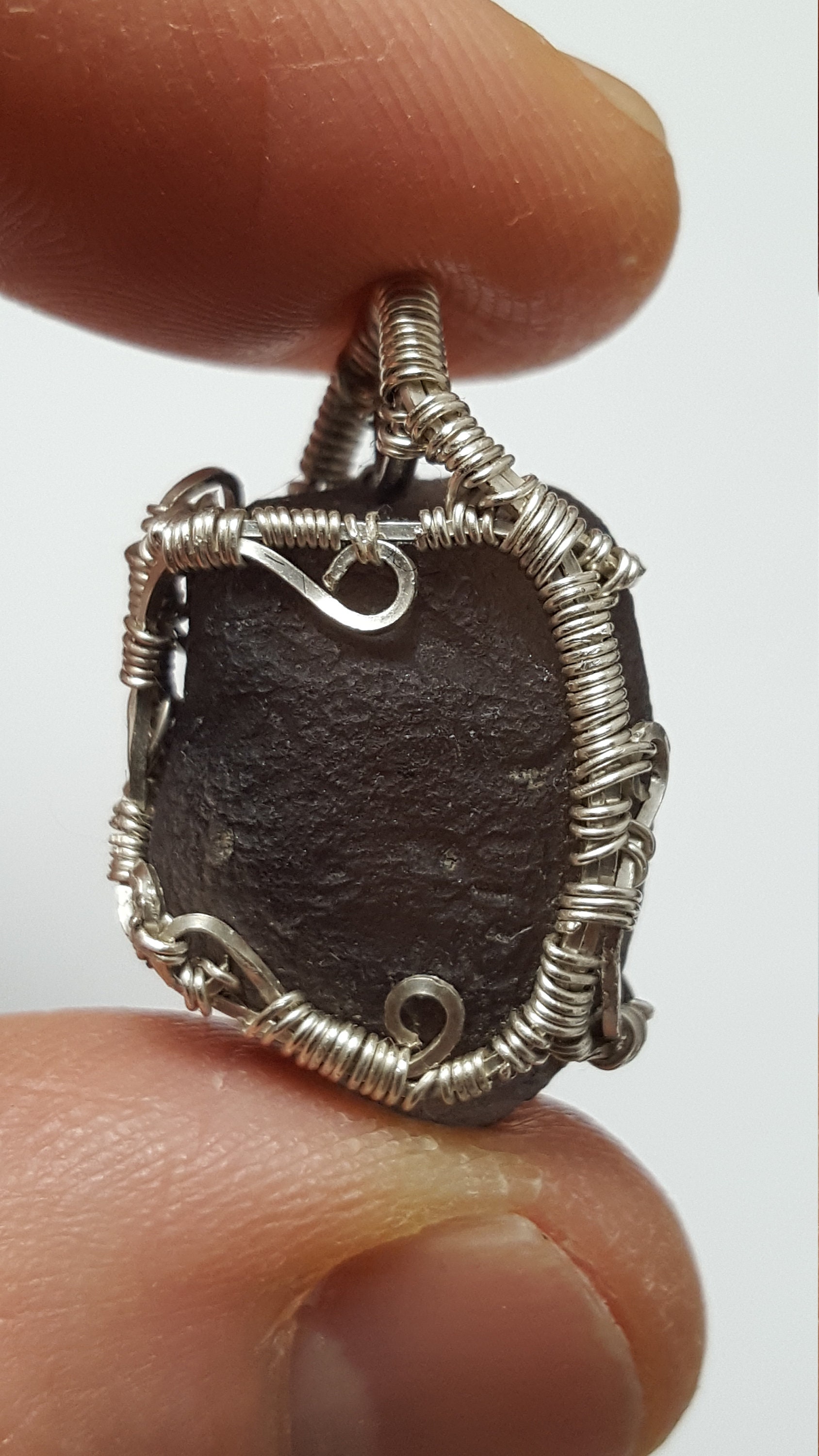 Simple Rustic Sterling Silver Wire Wrap Pendant- AAA Saffordite ...