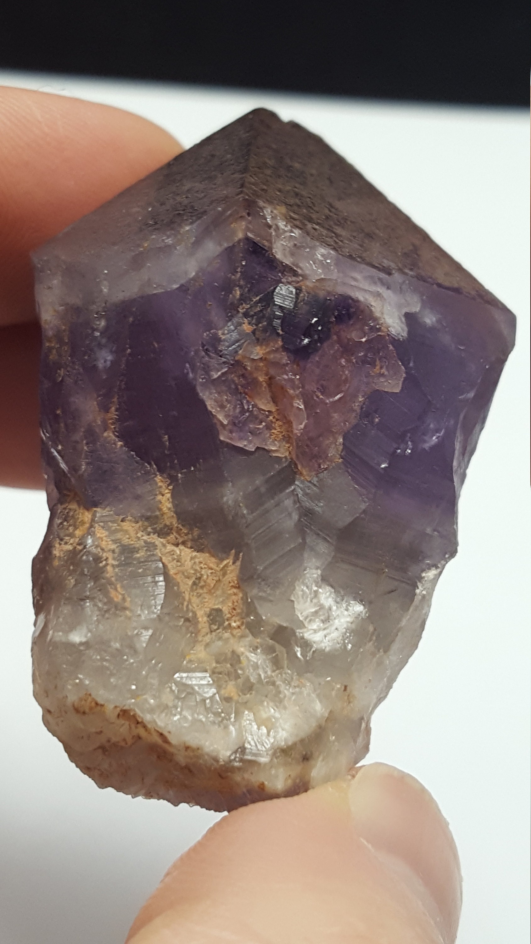 Red Cap Amethyst Quartz Crystal from Thunder Bay Ontario... Hematite ...