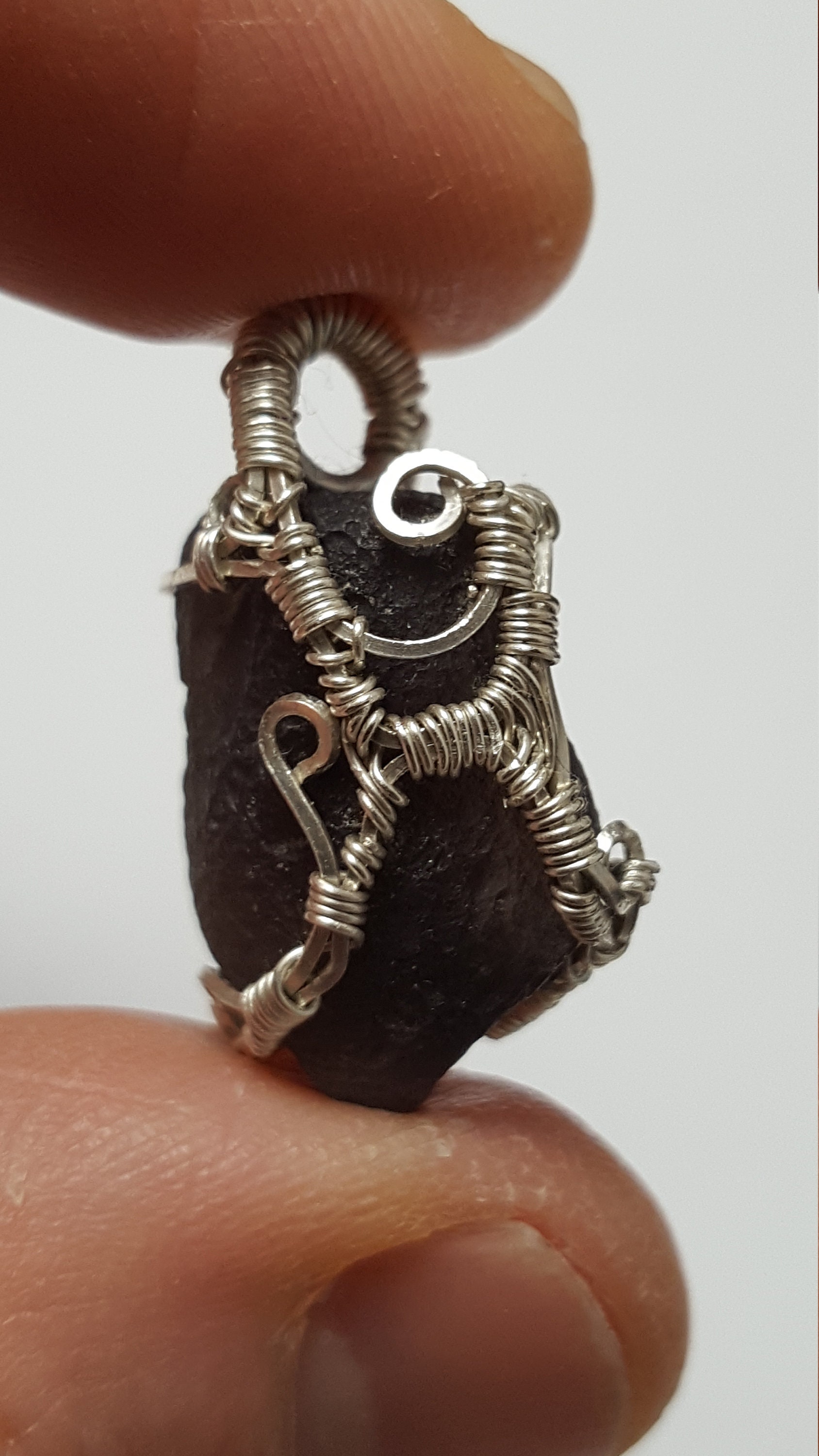 Simple Rustic Sterling Silver Wire Wrap Pendant- AAA Saffordite ...