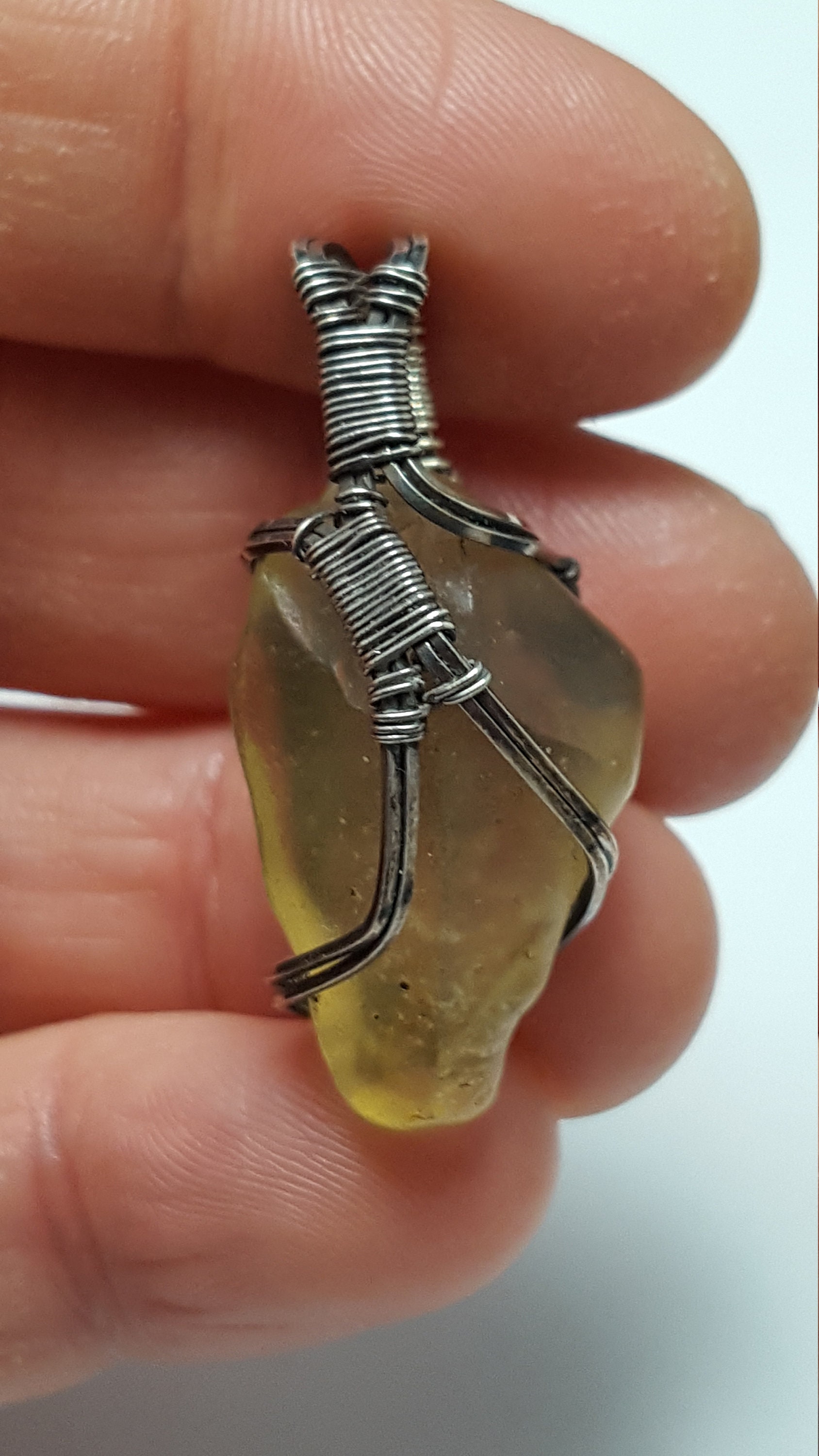 Simple Rustic Sterling Silver Wire Wrap Pendant- AAA Libyan Dessert ...
