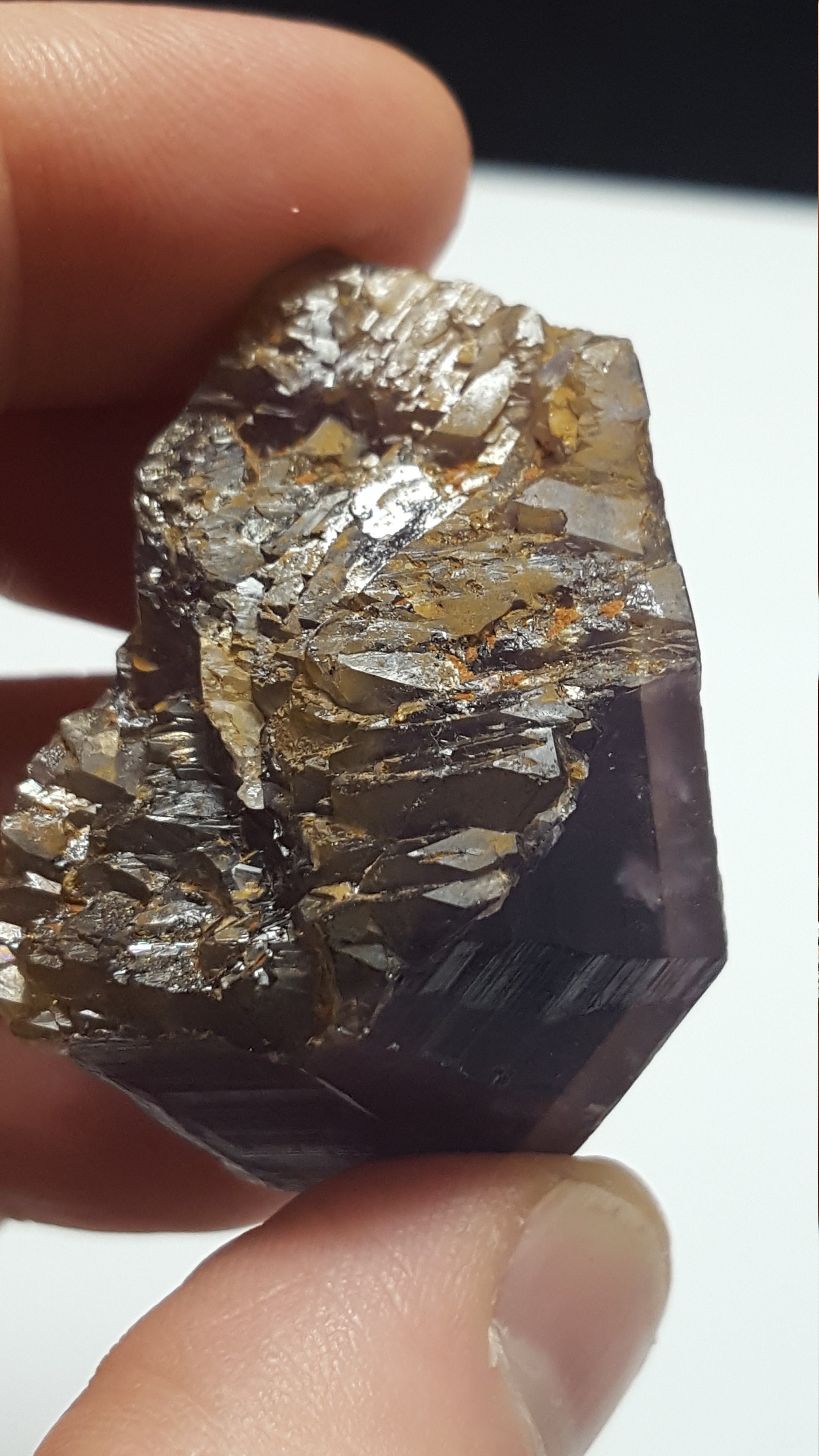 Red Cap Amethyst Quartz Crystal from Thunder Bay Ontario... Hematite ...