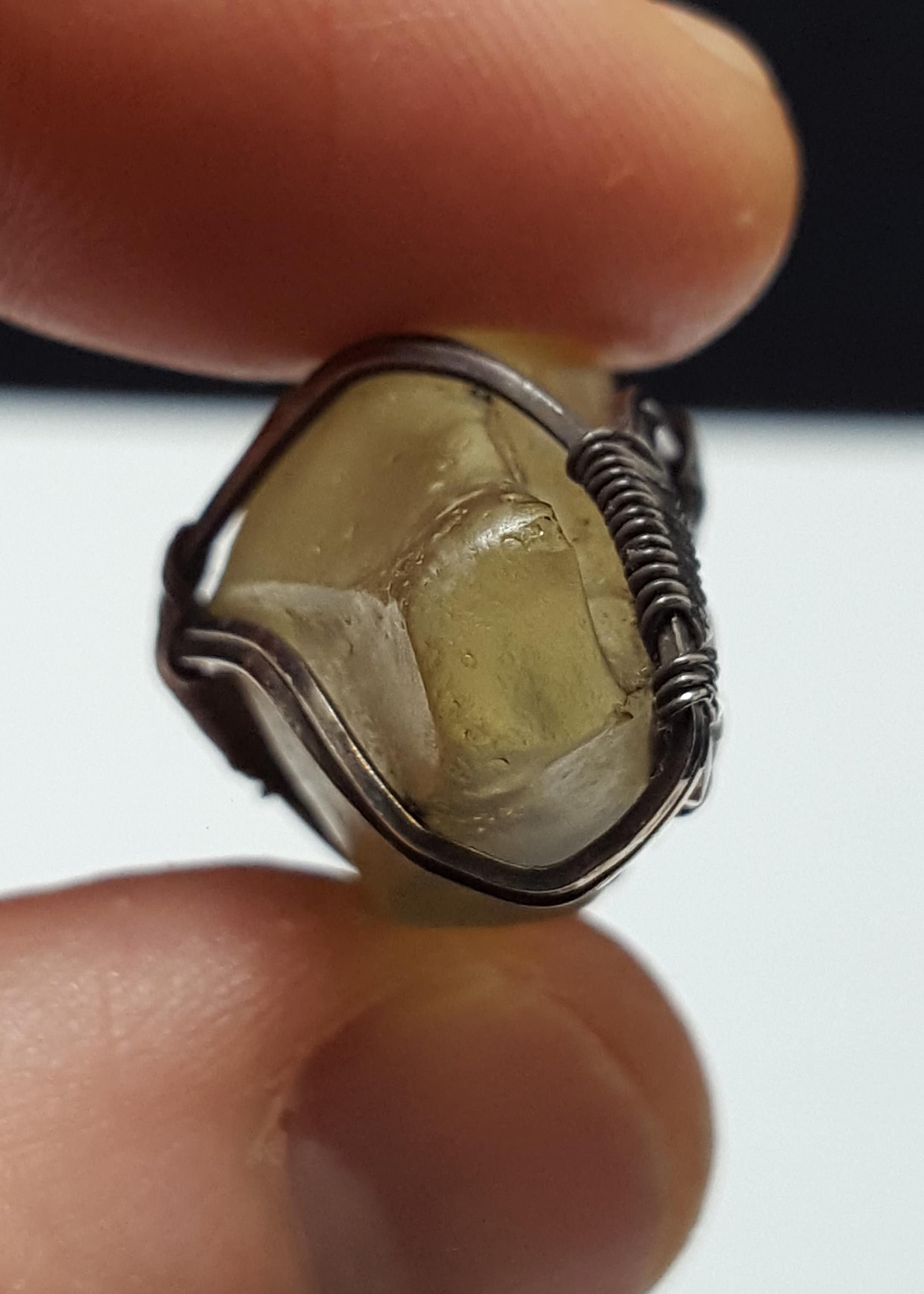 Simple Rustic Sterling Silver Wire Wrap Pendant- AAA Libyan Dessert ...