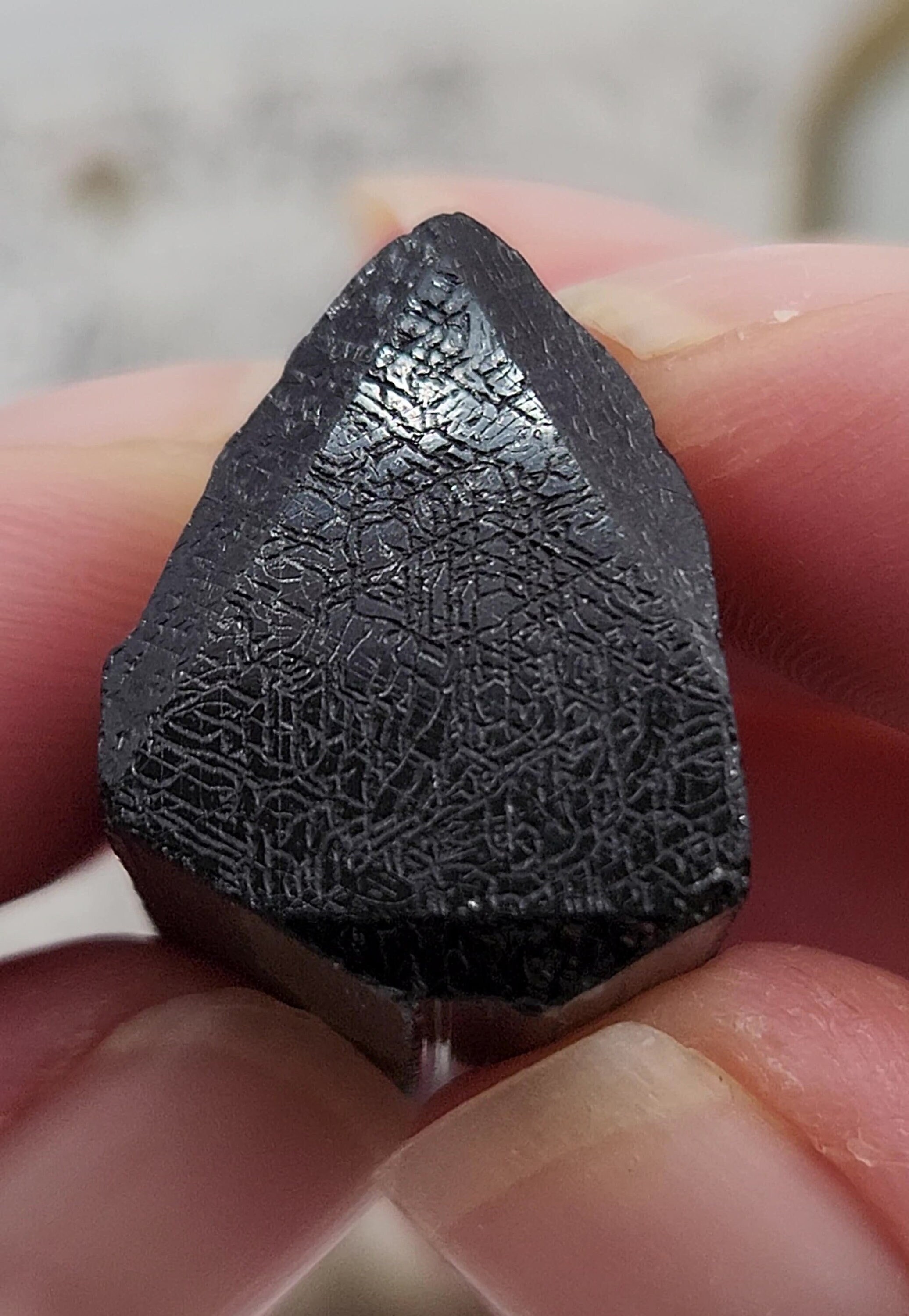 Black Tourmaline, Pakistan- 17.2 Grams- Deeply Patterned Termination ...