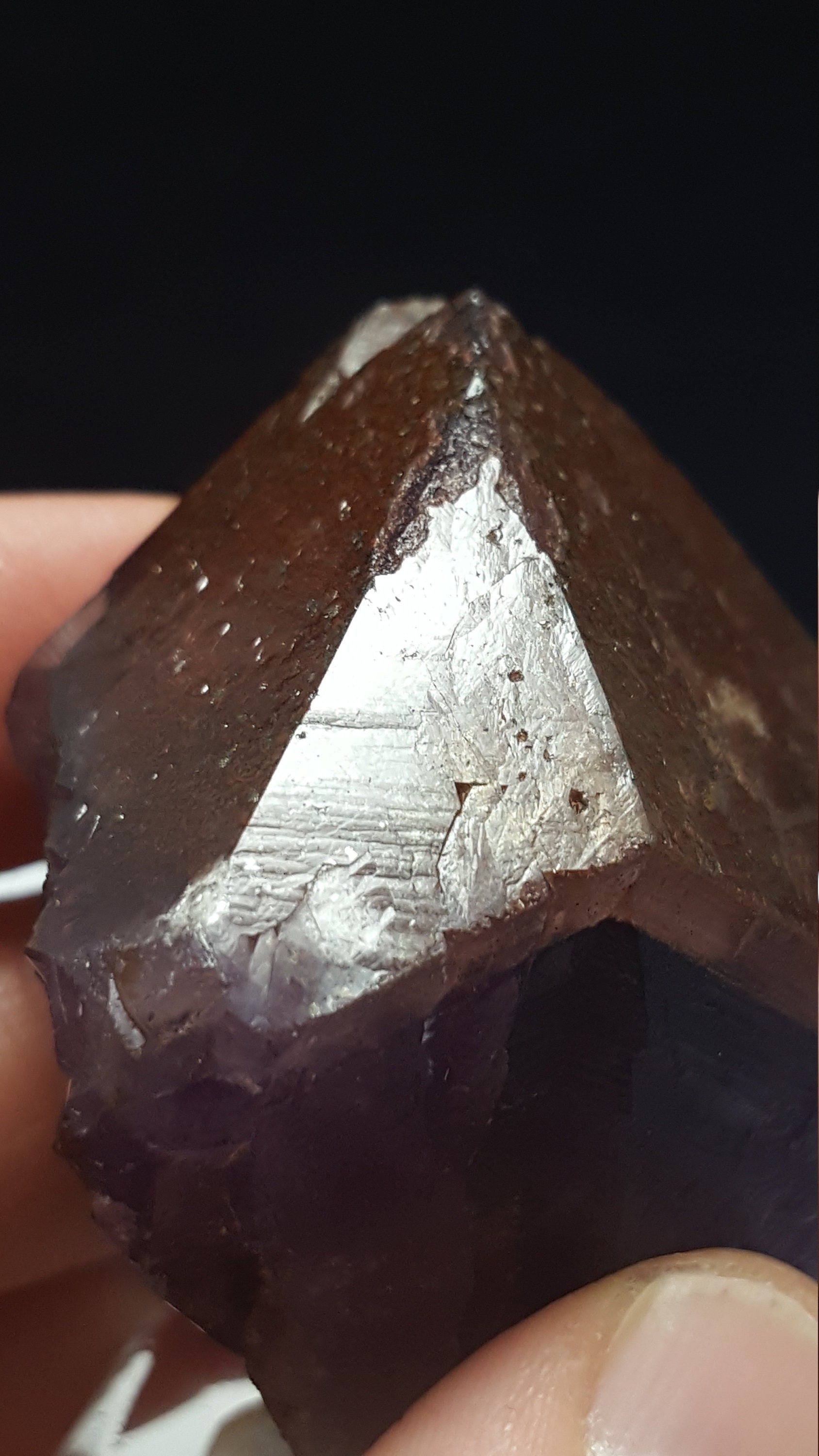 Red Cap Amethyst Quartz Crystal from Thunder Bay Ontario... Hematite ...