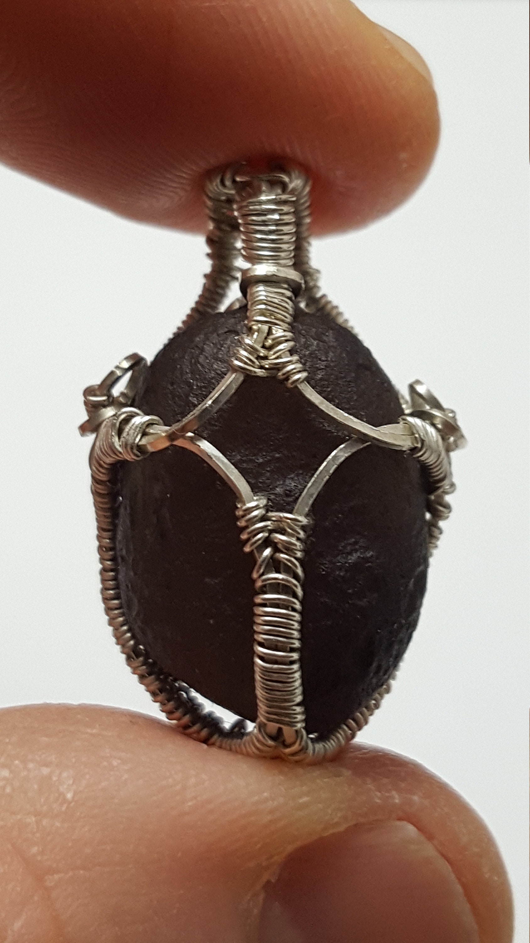 Simple Rustic Sterling Silver Wire Wrap Pendant- AAA Saffordite ...