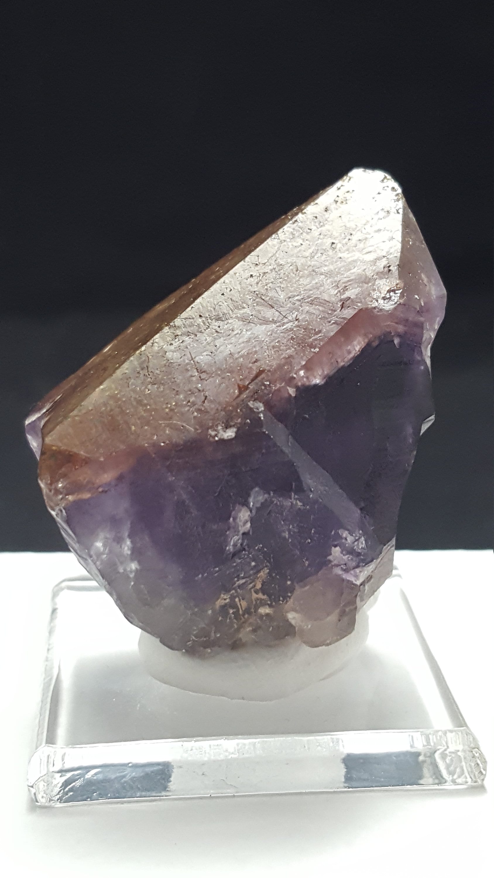 Red Cap Amethyst Quartz Crystal from Thunder Bay Ontario... Hematite ...