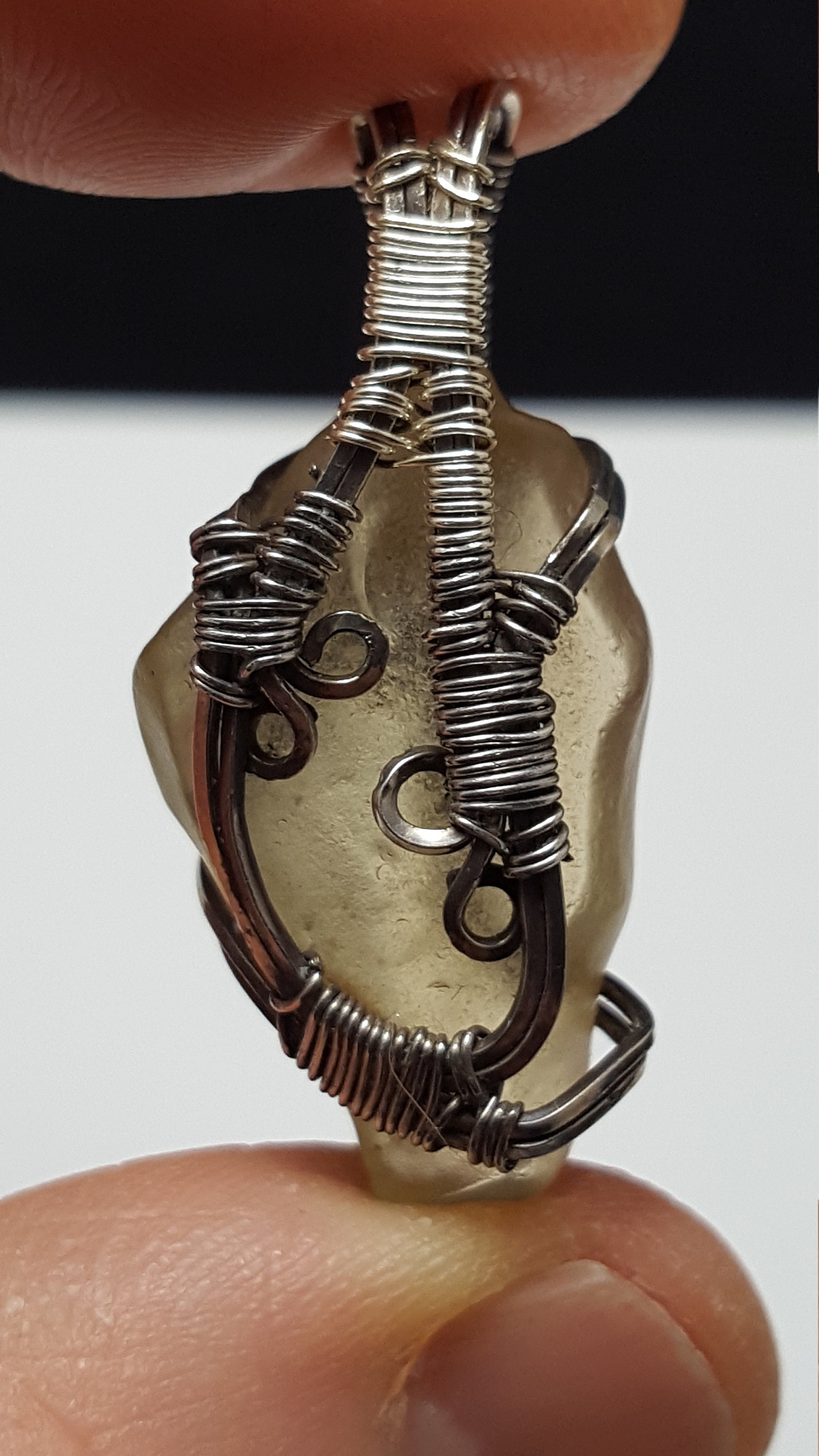 Simple Rustic Sterling Silver Wire Wrap Pendant- AAA Libyan Dessert ...