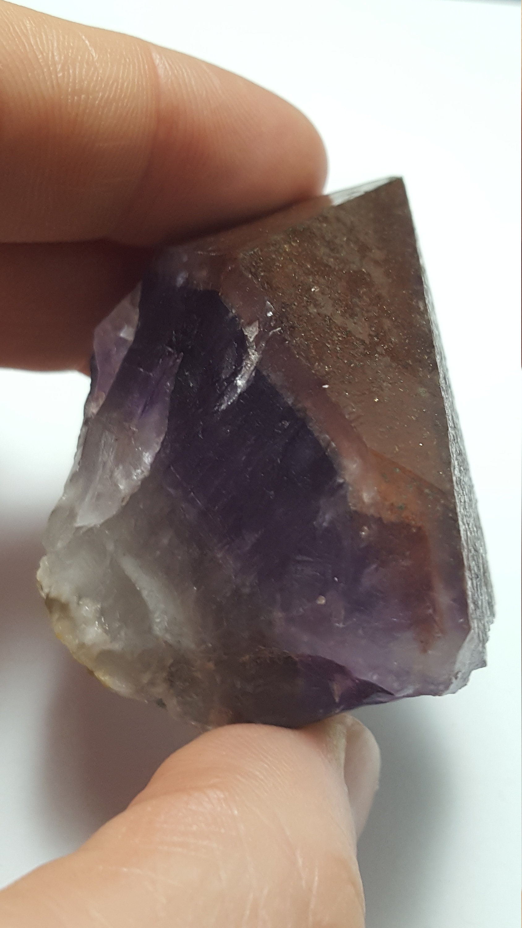 Red Cap Amethyst Quartz Crystal from Thunder Bay Ontario... Hematite ...