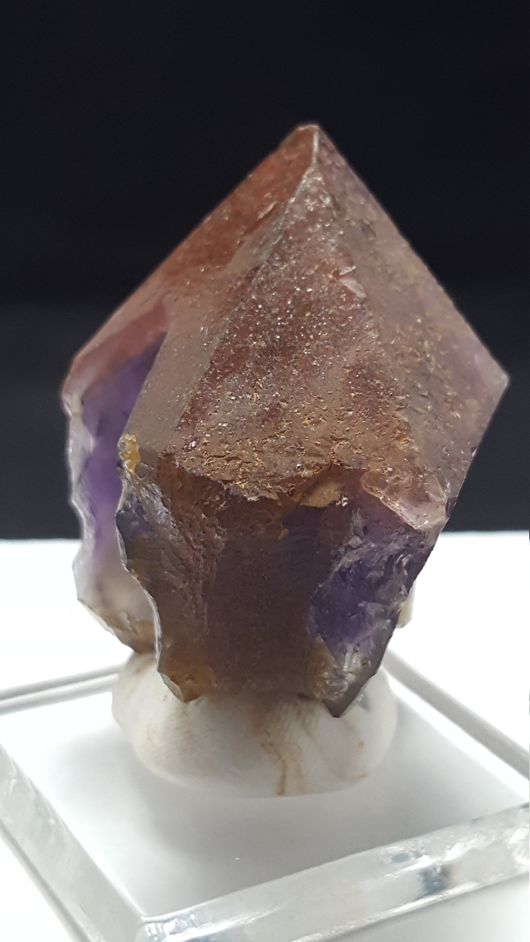 Red Cap Amethyst Quartz Crystal from Thunder Bay Ontario... Hematite ...