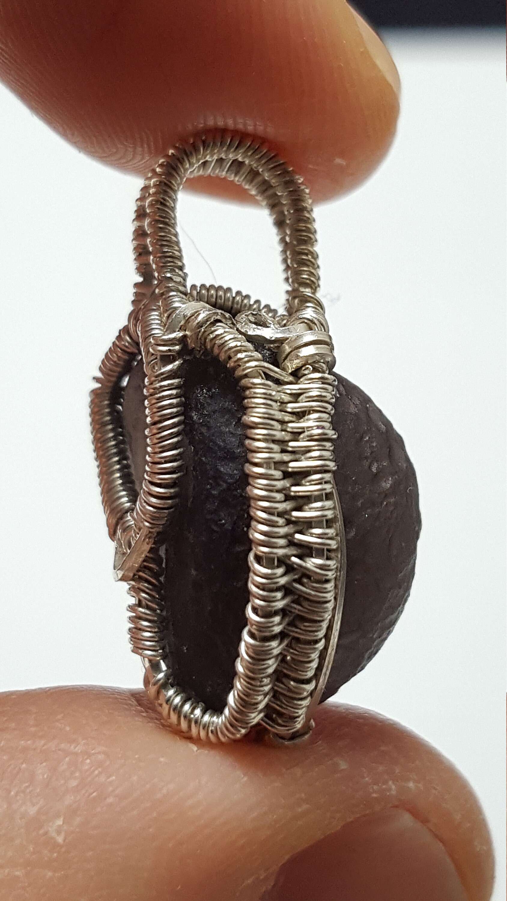 Simple Rustic Sterling Silver Wire Wrap Pendant- AAA Saffordite ...