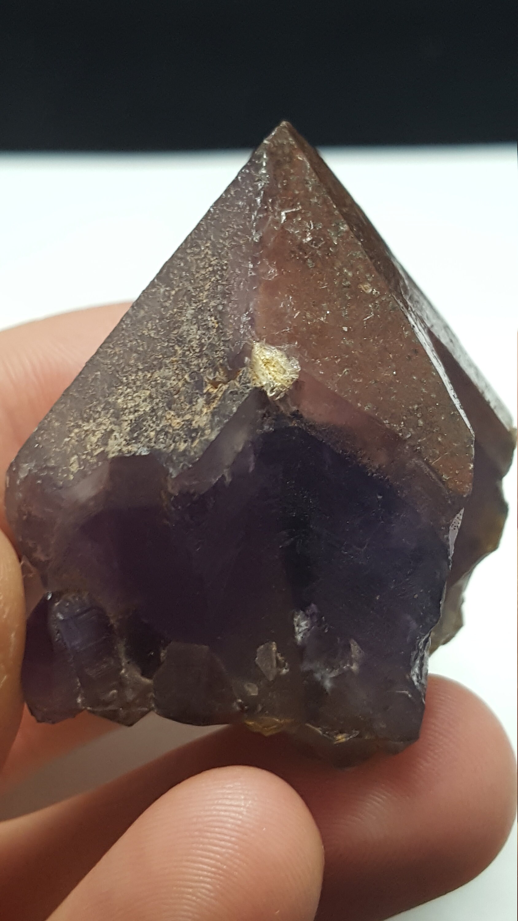 Red Cap Amethyst Quartz Crystal from Thunder Bay Ontario... Hematite ...