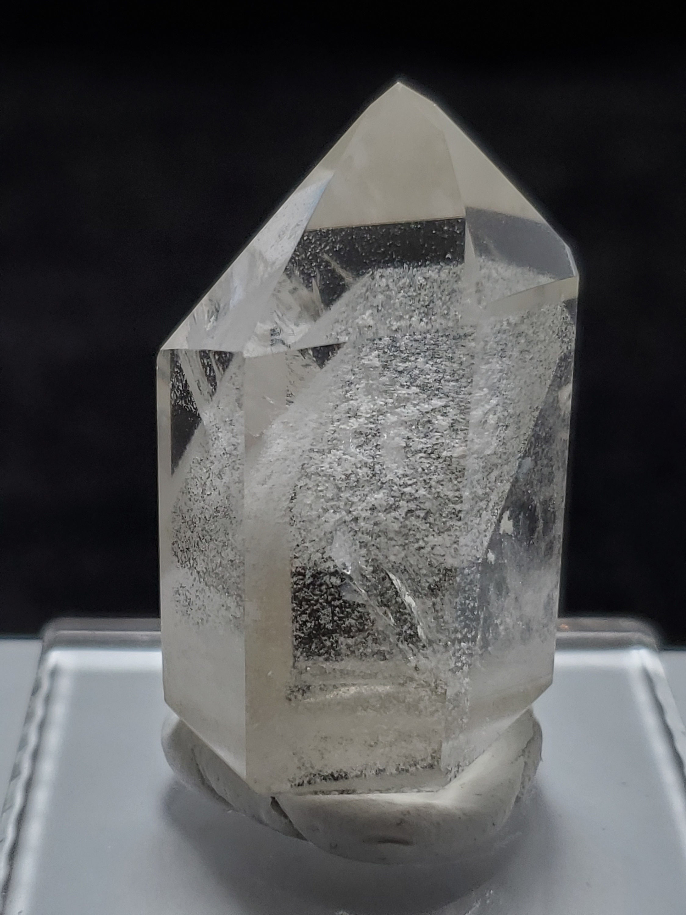 Medium Polished Phantom Quartz Crystal from Brazil with White Chlorite ...
