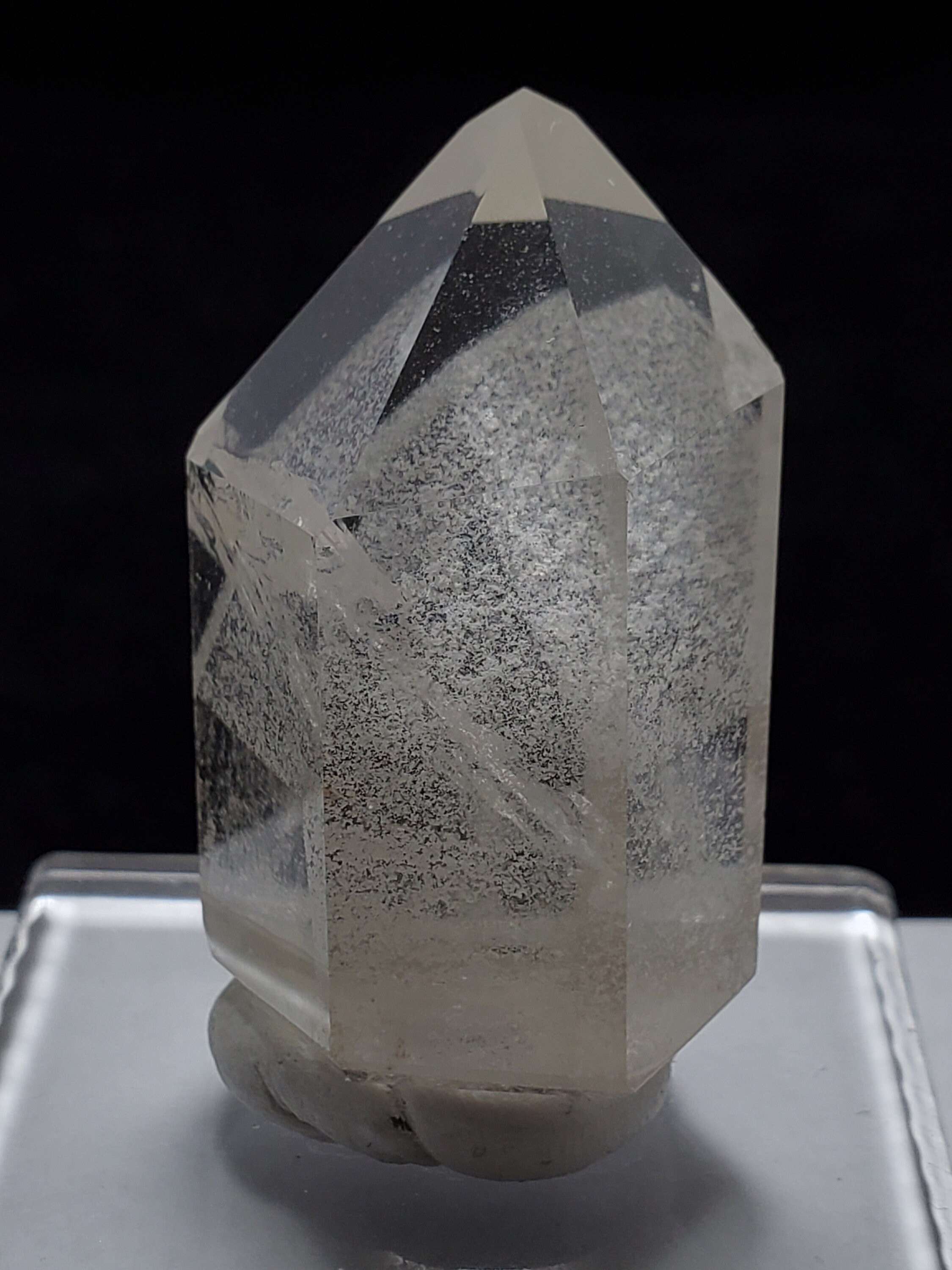 Medium Polished Phantom Quartz Crystal from Brazil with White Chlorite ...