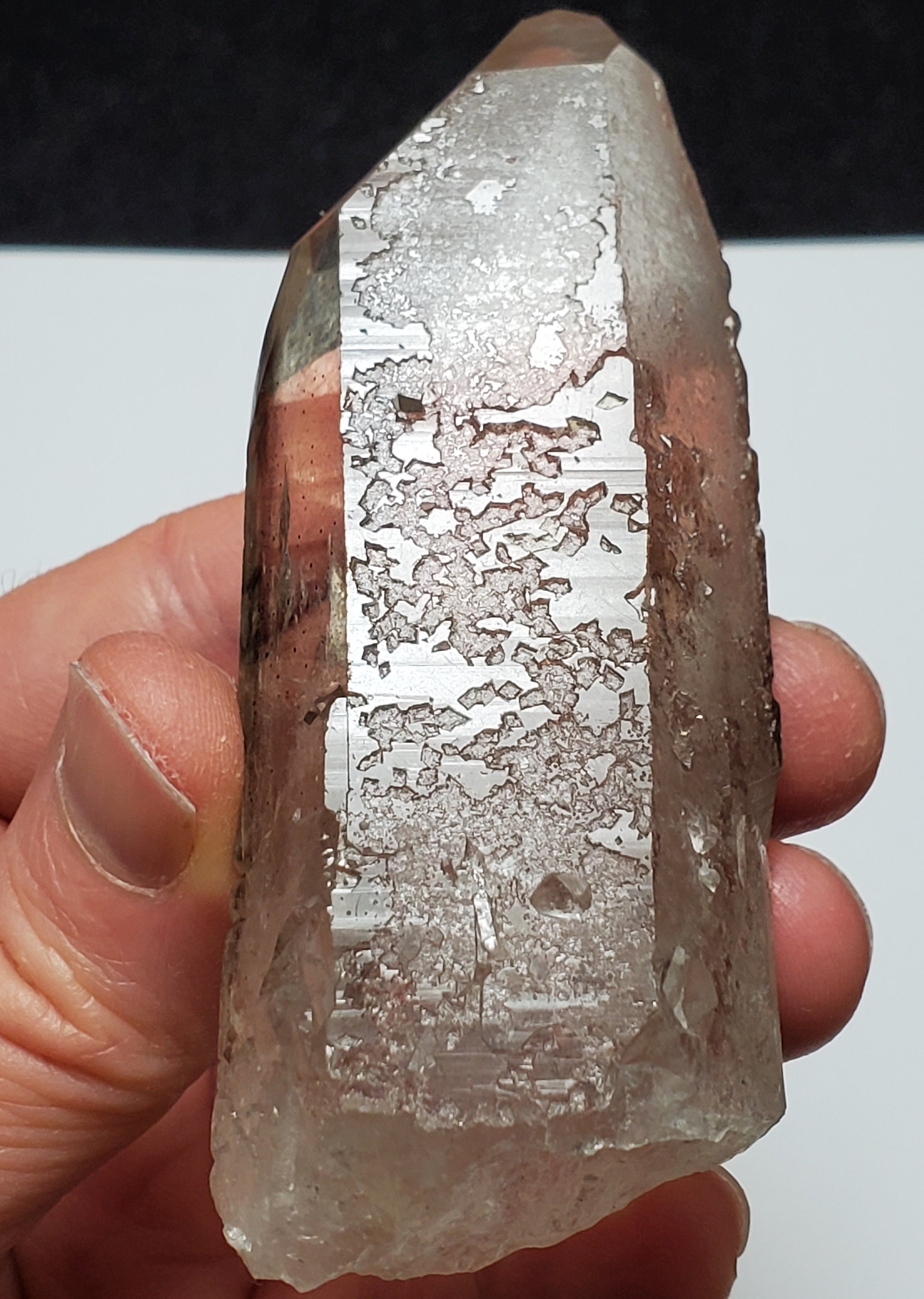 Etched Quartz 'Cube Codex' Crystal, Serra Do Cabral, Brazil- Strawberry ...