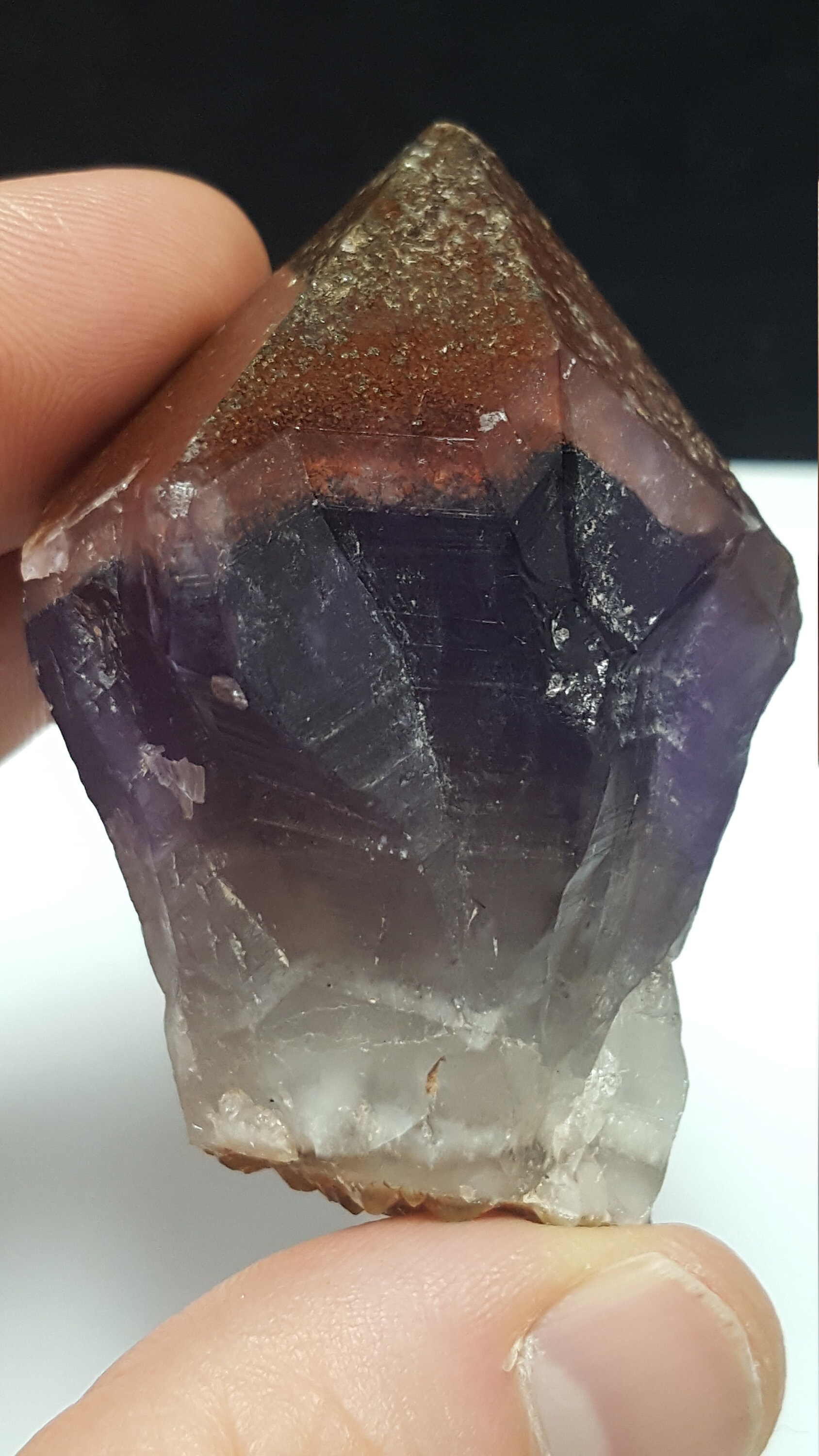 Red Cap Amethyst Quartz Crystal from Thunder Bay Ontario... Hematite ...