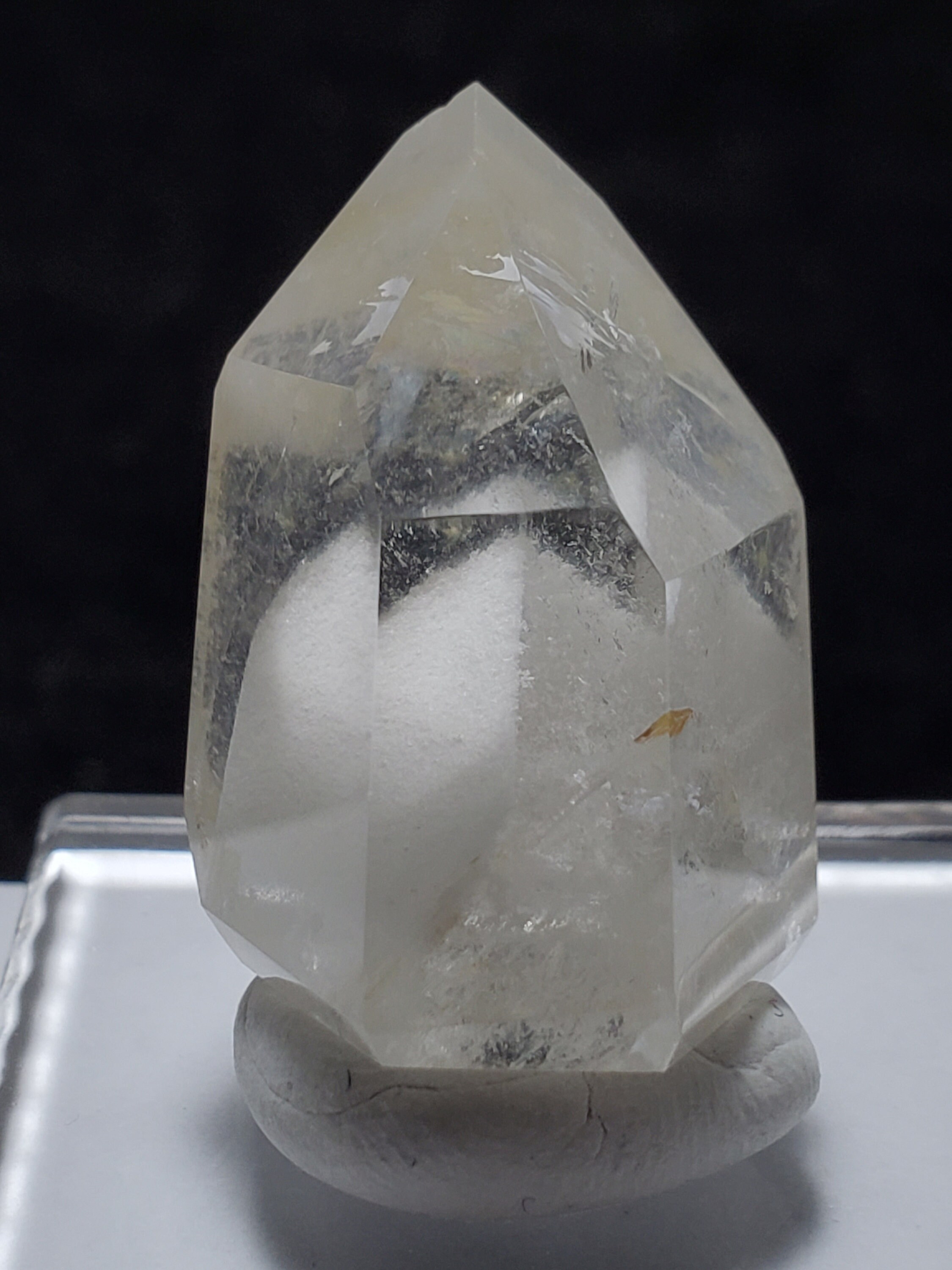 Small Polished Phantom Quartz Crystal from Brazil with White Chlorite ...
