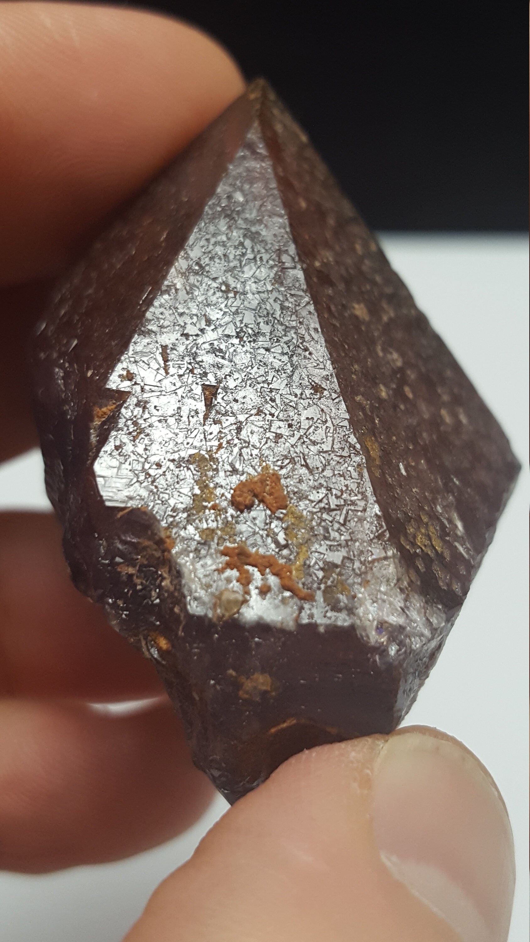 Red Cap Amethyst Quartz Crystal from Thunder Bay Ontario... Hematite ...