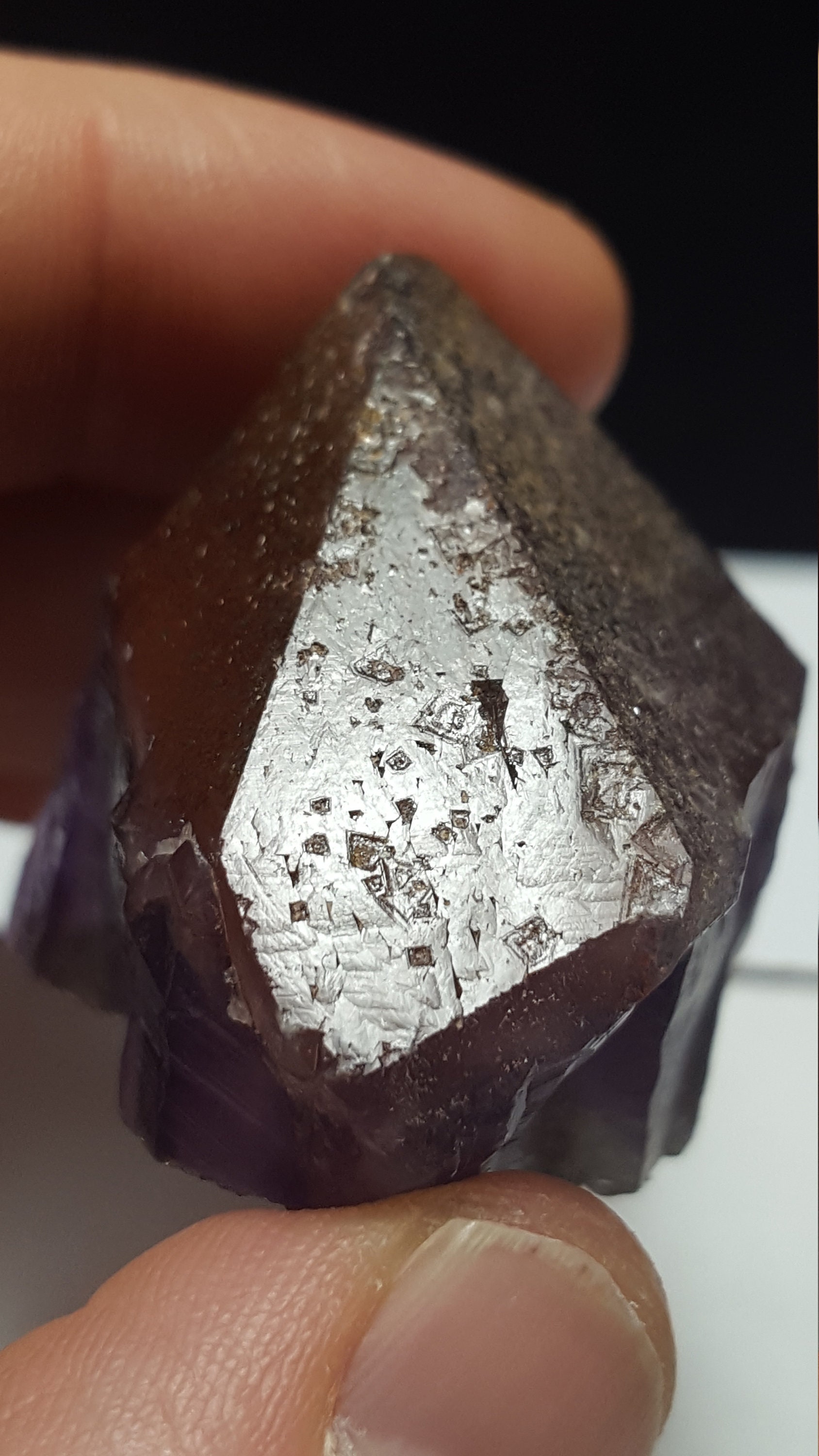 Red Cap Amethyst Quartz Crystal from Thunder Bay Ontario... Hematite ...