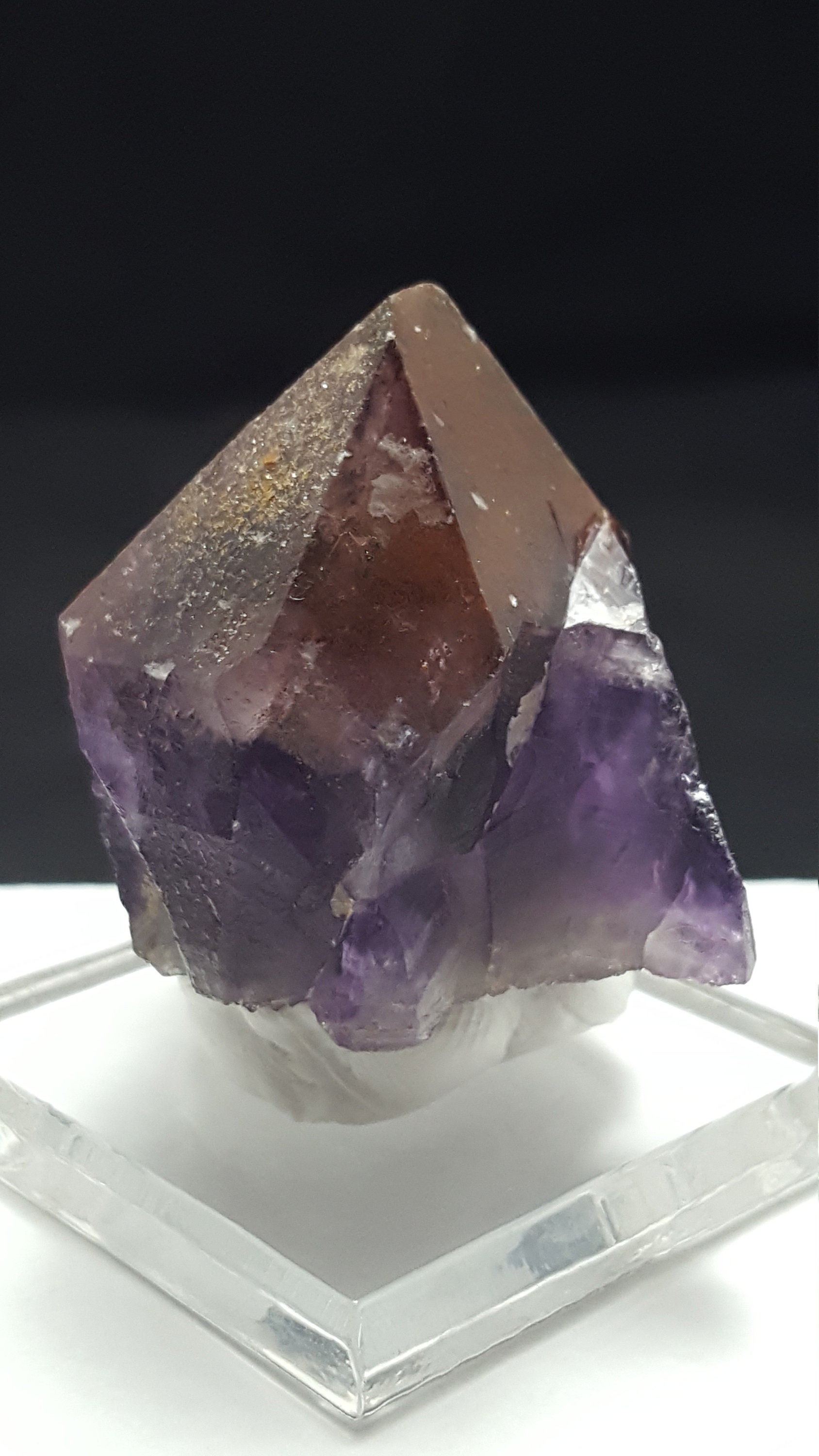 Red Cap Amethyst Quartz Crystal from Thunder Bay Ontario... Hematite ...
