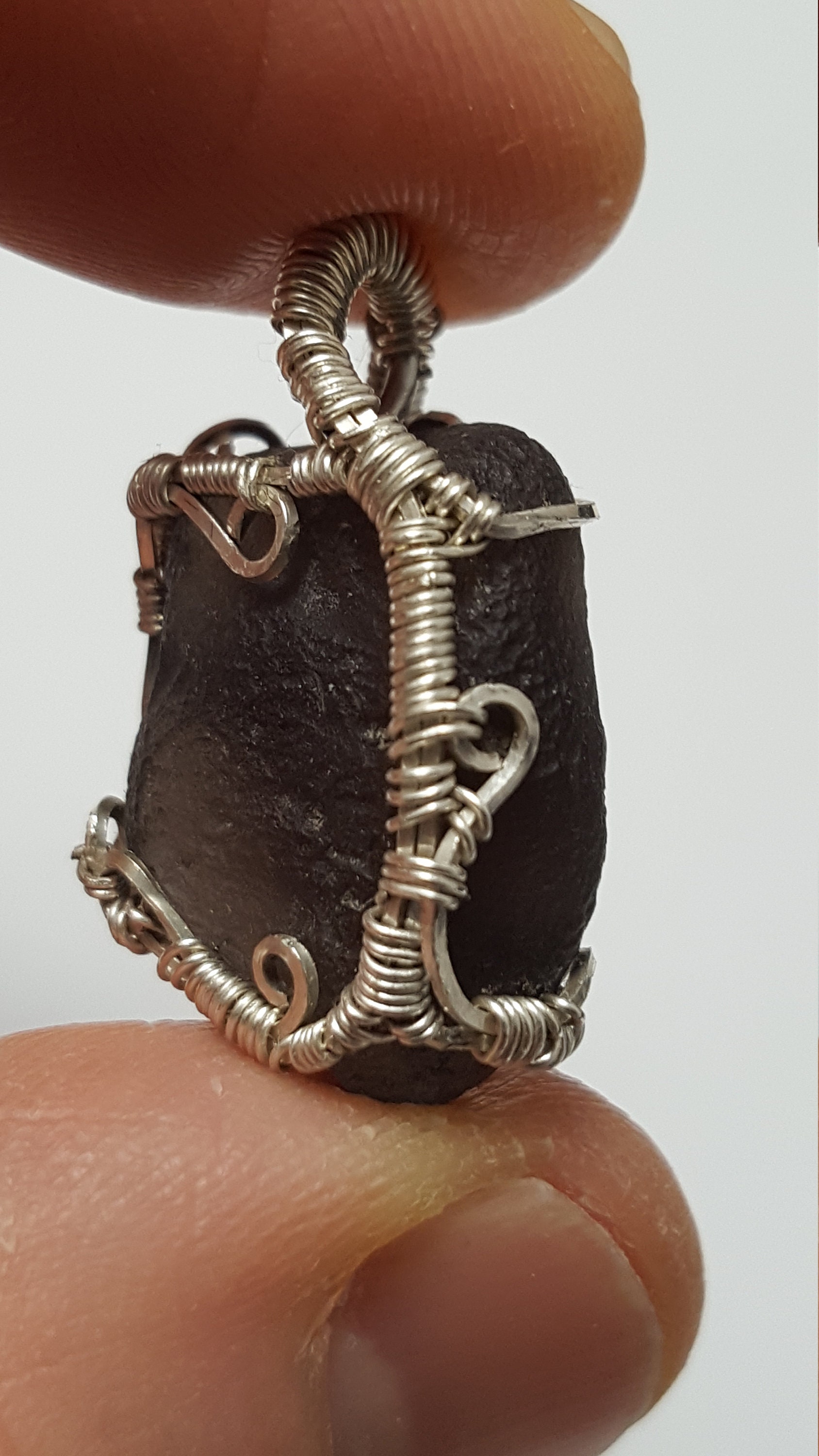 Simple Rustic Sterling Silver Wire Wrap Pendant- AAA Saffordite ...