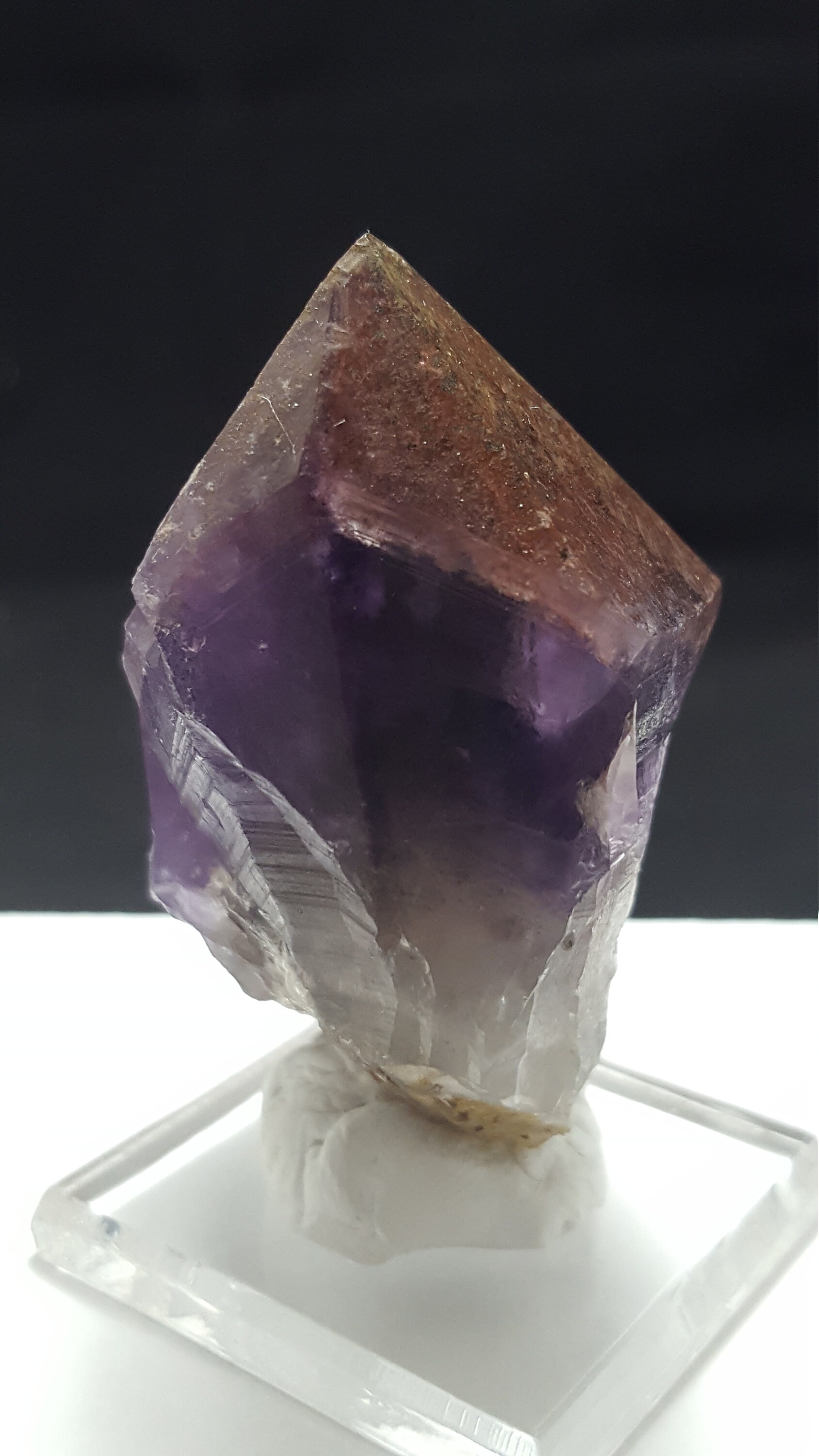 Red Cap Amethyst Quartz Crystal from Thunder Bay Ontario... Hematite ...