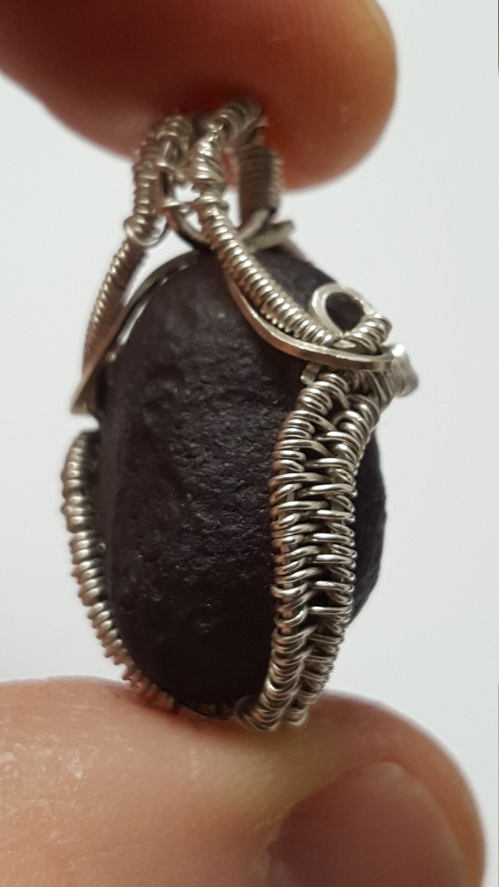 Simple Rustic Sterling Silver Wire Wrap Pendant- AAA Saffordite ...