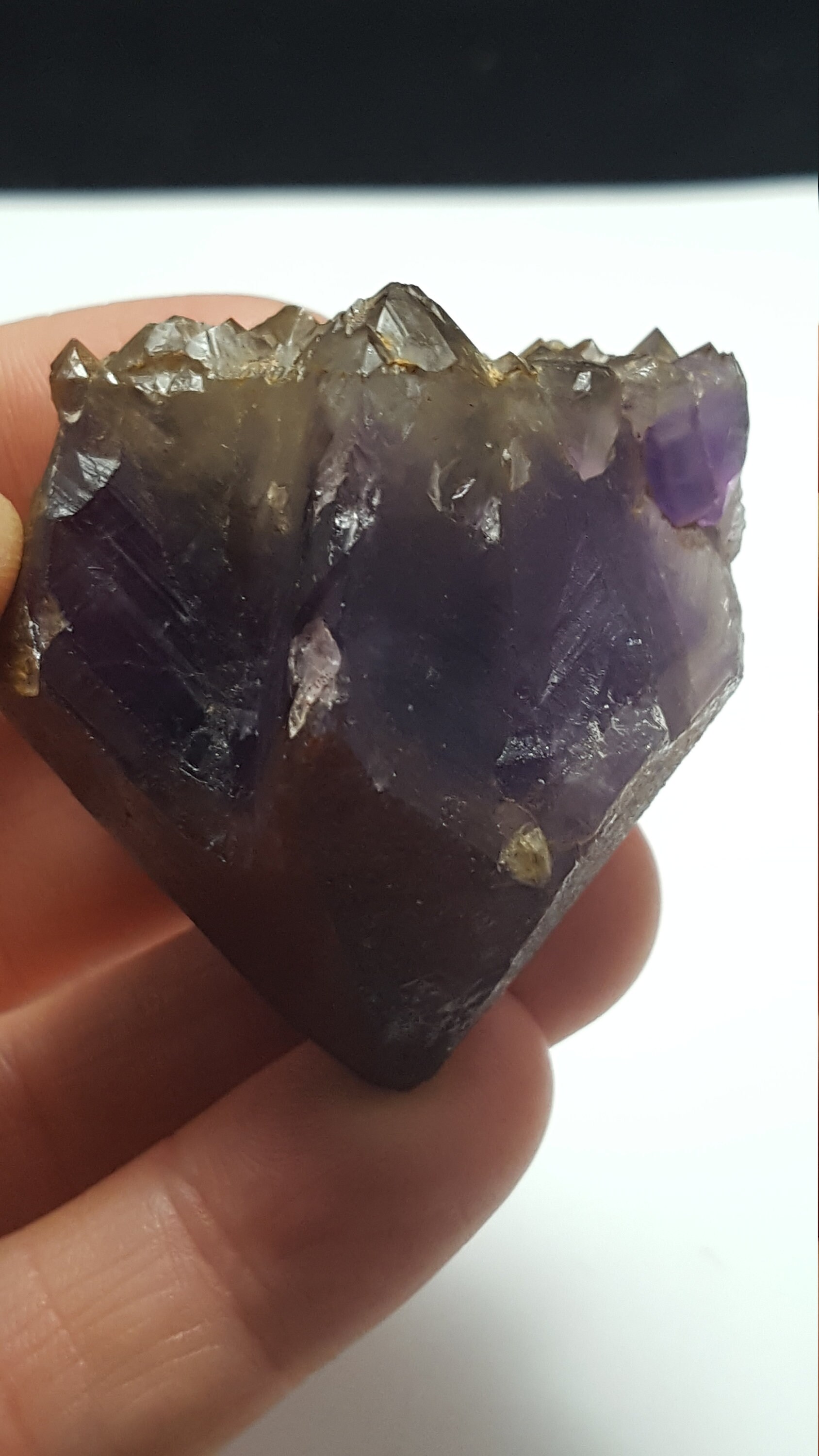 Red Cap Amethyst Quartz Crystal from Thunder Bay Ontario... Hematite ...